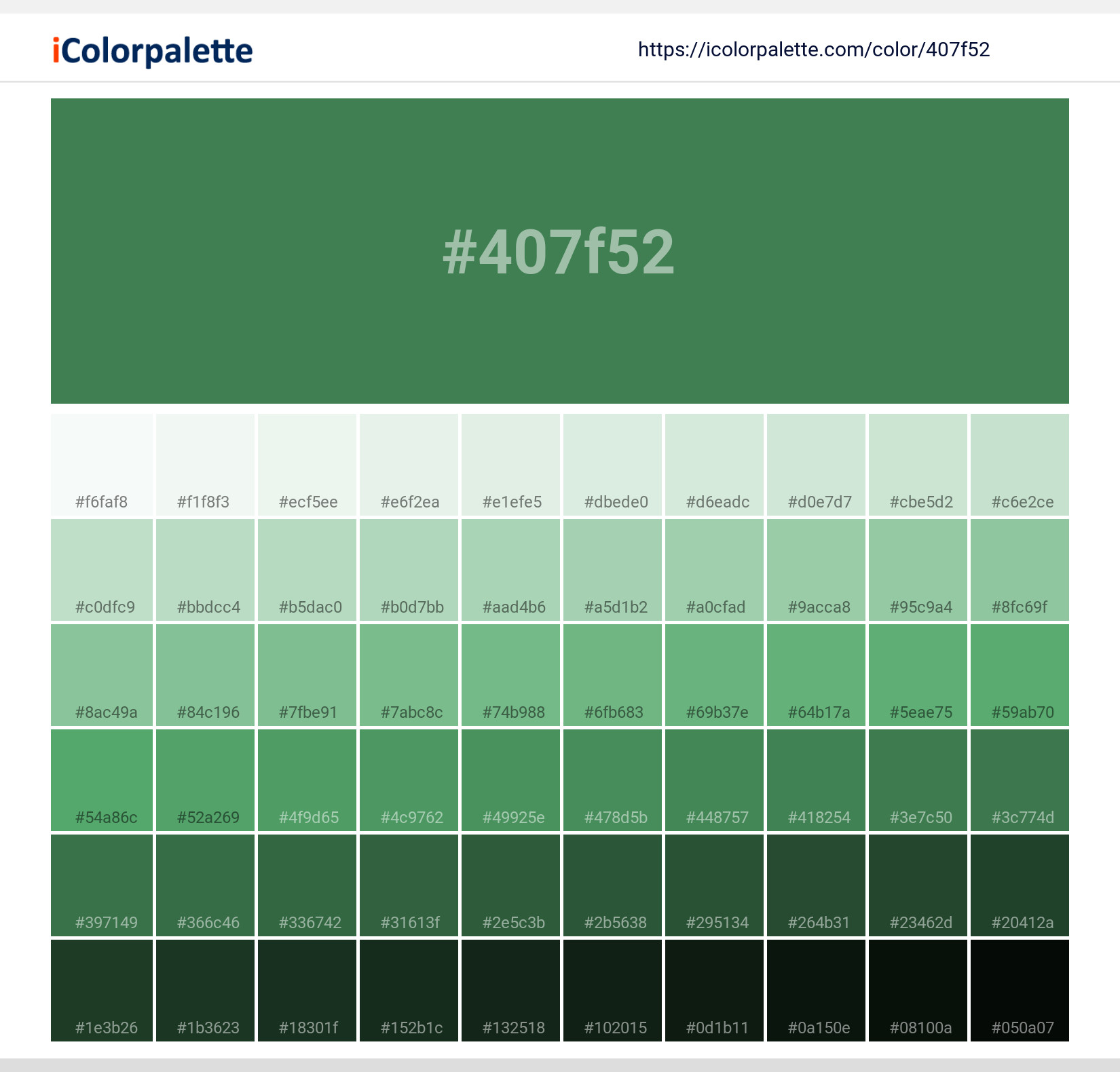 Hex Color #407f52 information | Hsl | Rgb | Pantone