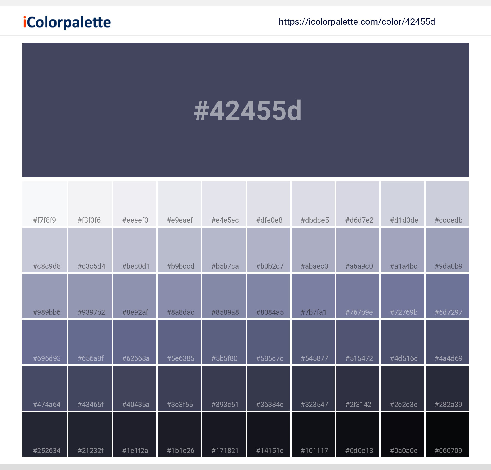 Hex Color #42455d | Printing Match PANTONE 19-3925 TPG | Color ...