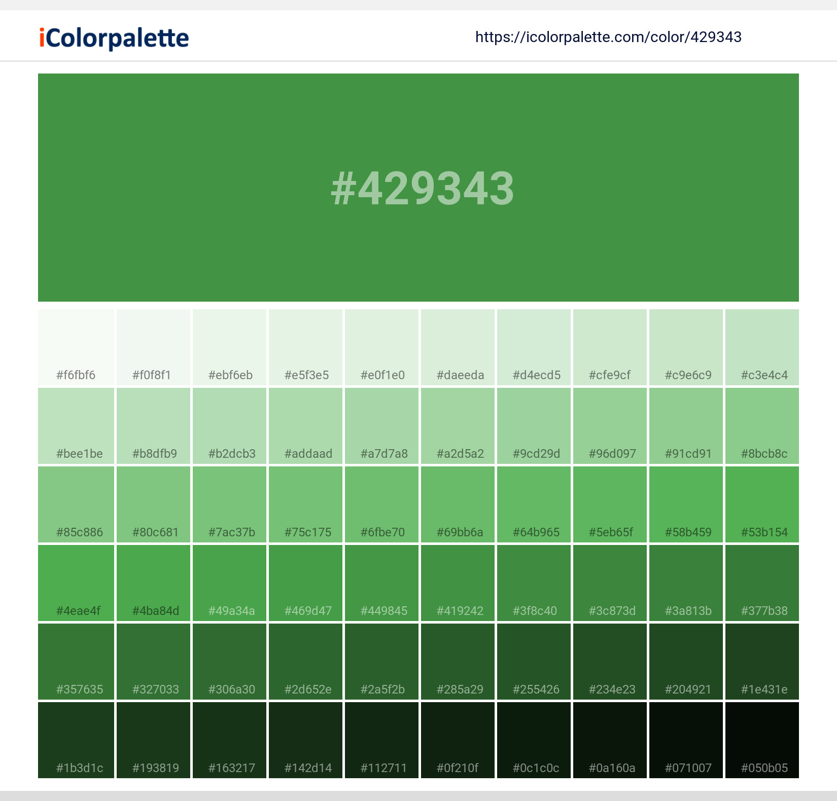 Pantone P 151-16 C Color | Hex color Code #429343 information | Hsl ...