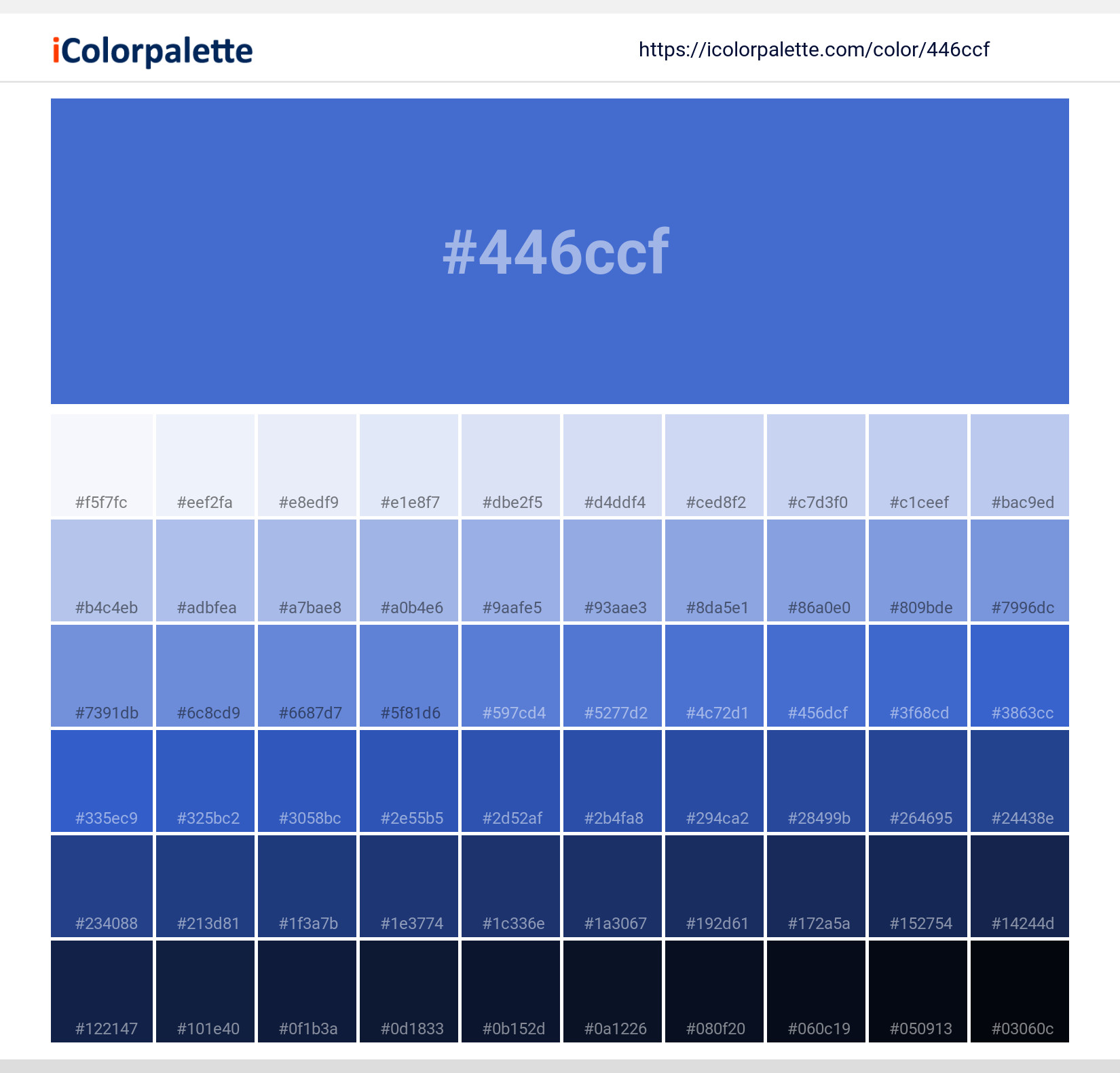 Han Blue Color | 446ccf information | Hsl | Rgb | Pantone