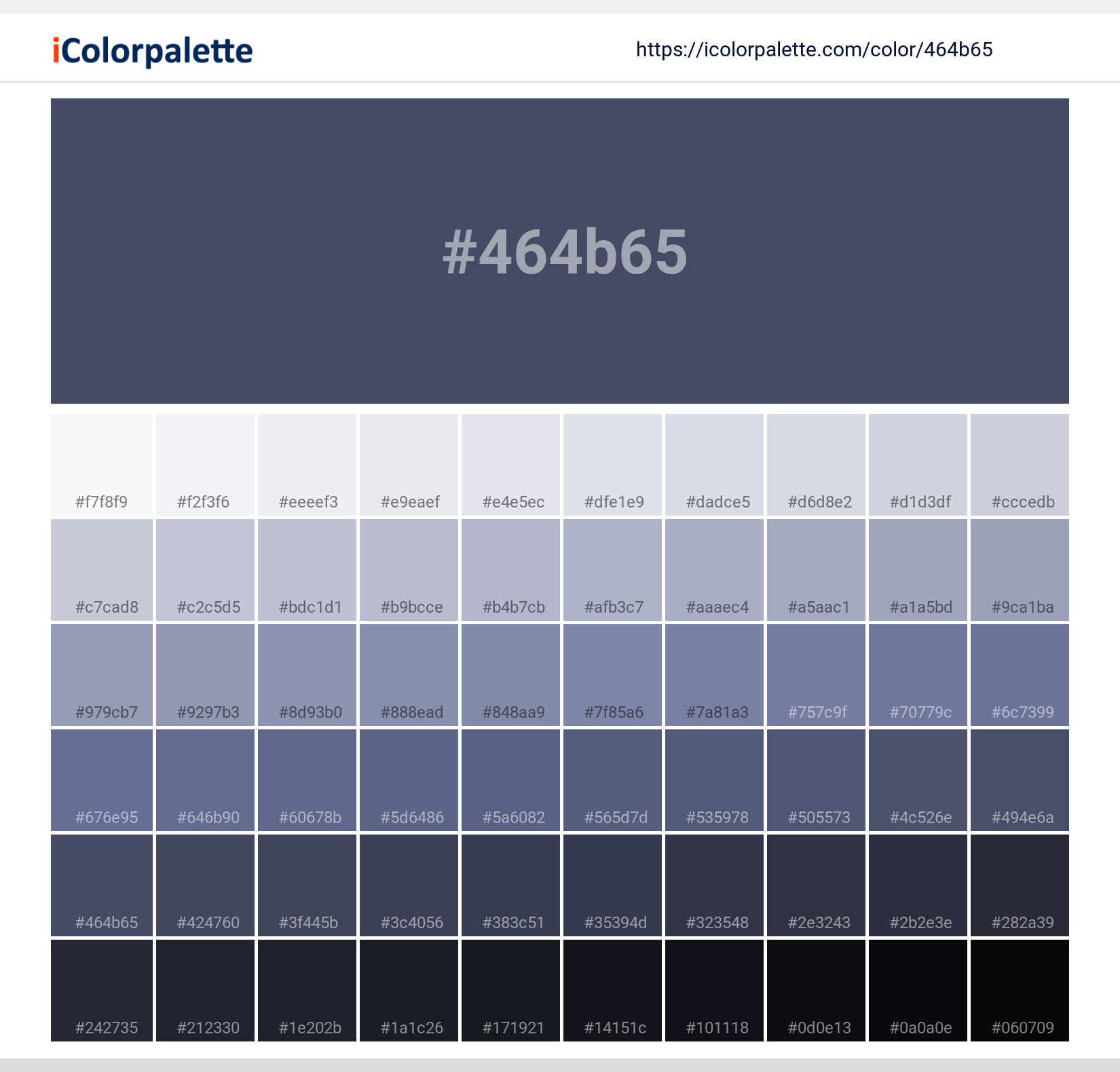 Hex Color #464b65 information | Hsl | Rgb | Pantone