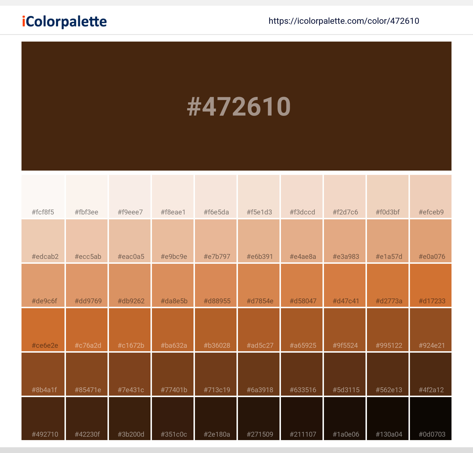 Duqqa Brown (similar) Color | 472610 information | Hsl | Rgb | Pantone
