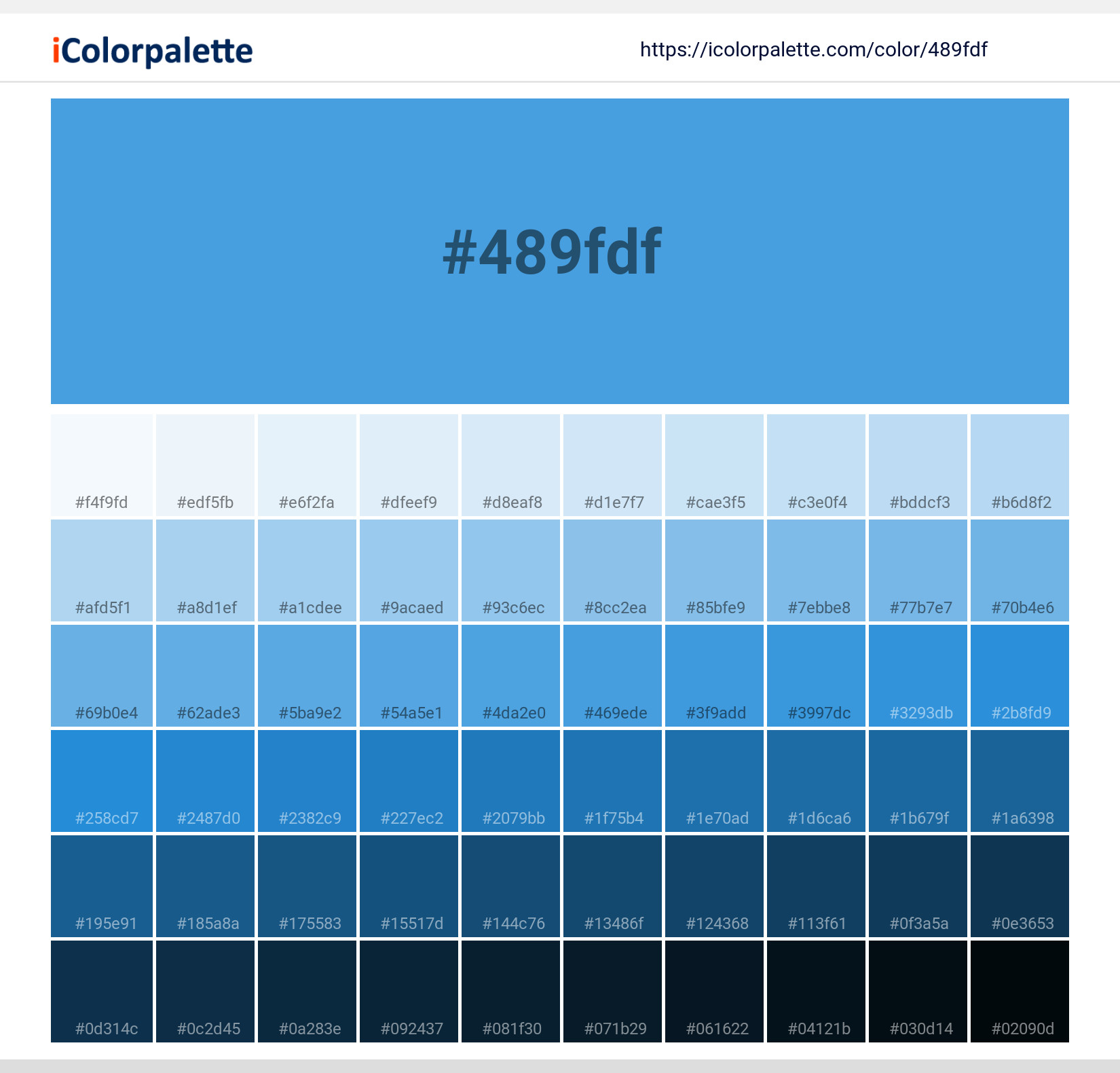 Hex Color #489fdf information | Hsl | Rgb | Pantone