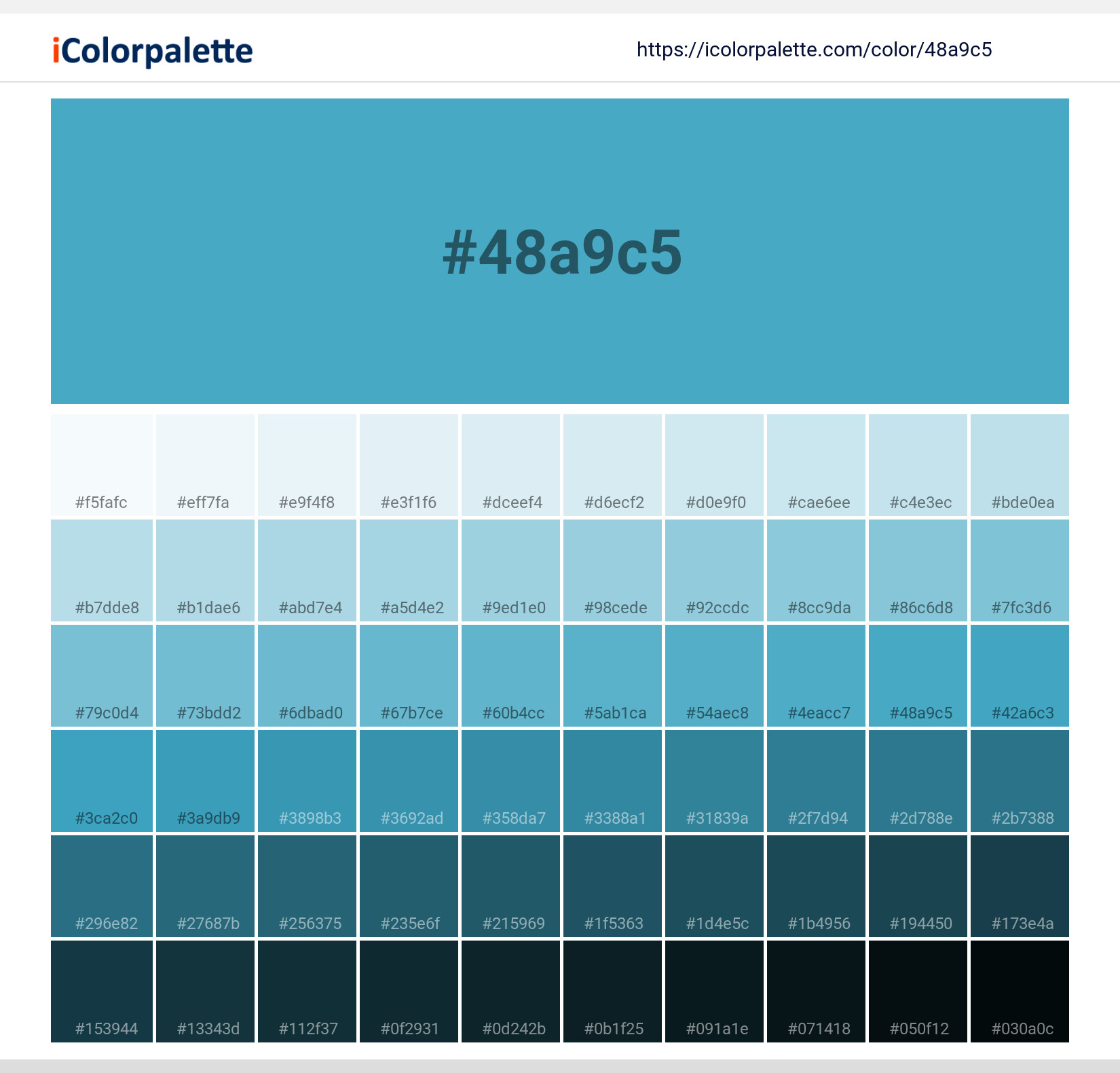 Pantone 7702 C Color | Hex color Code #48A9C5 information | Hsl | Rgb ...