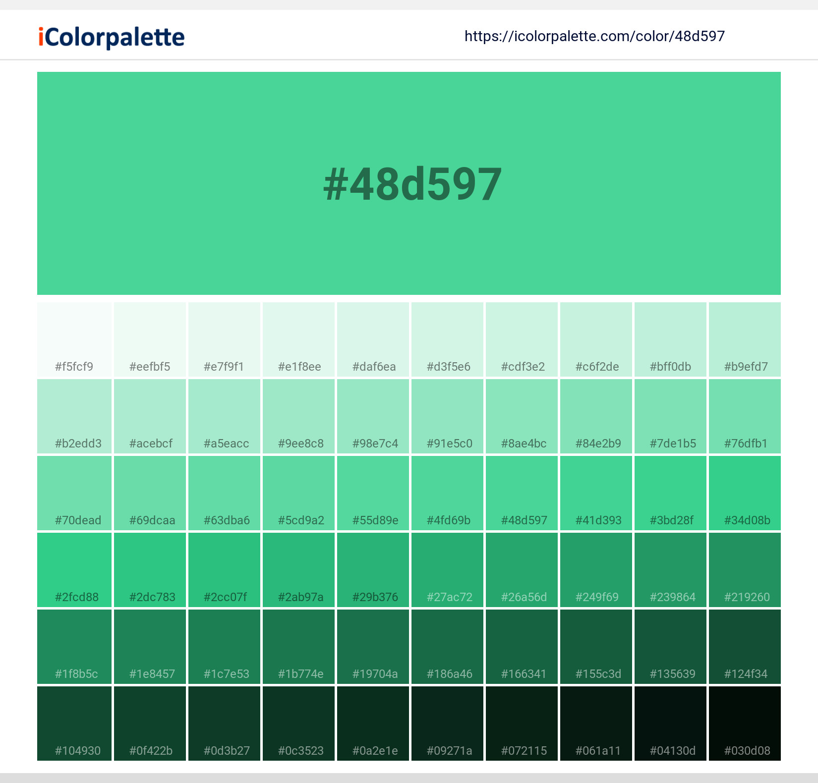 Pantone 2412 C Color | Hex color Code #48D597 information | Hsl | Rgb ...