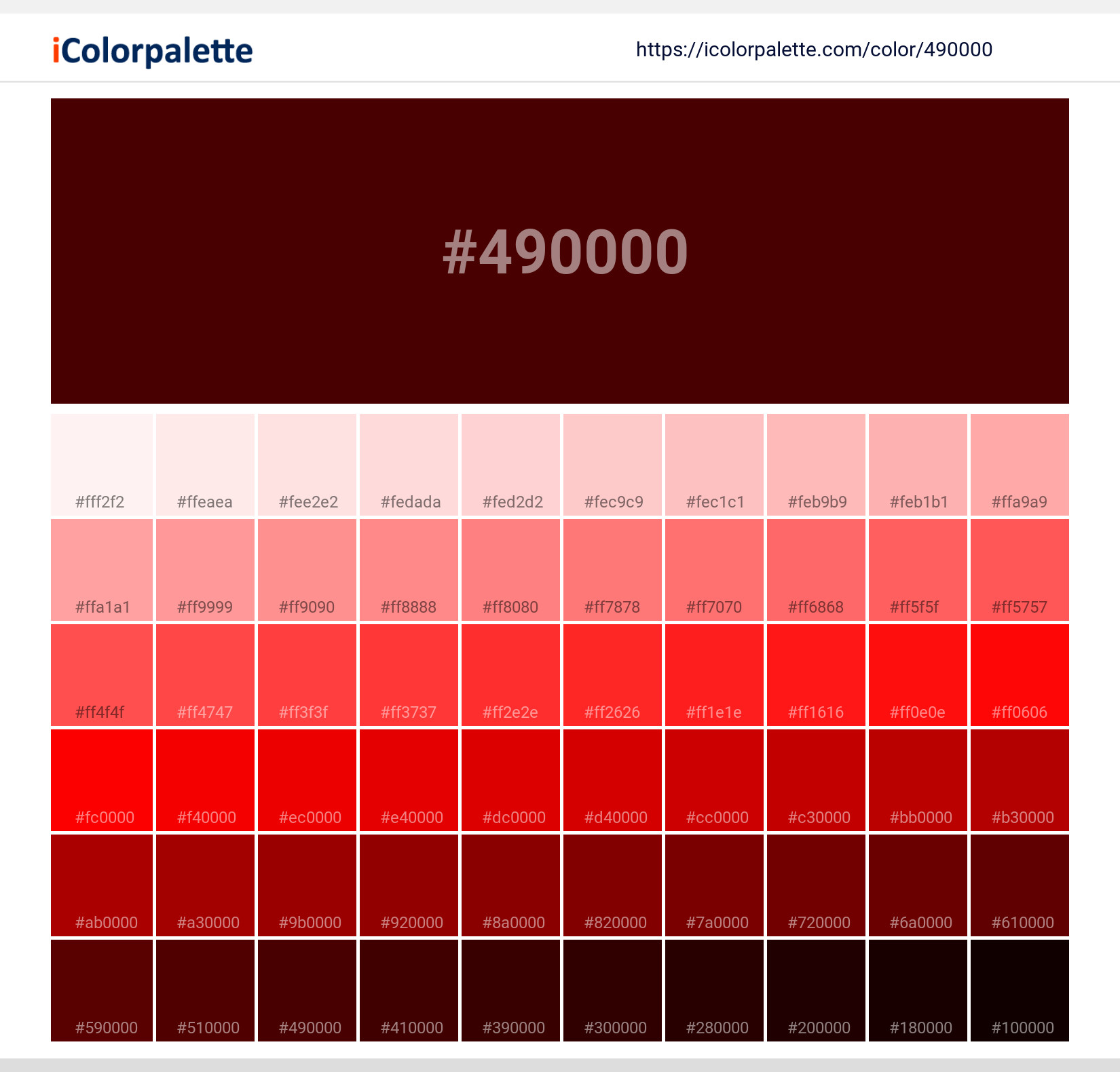 Old Mahogany (similar) Color | 490000 information | Hsl | Rgb | Pantone