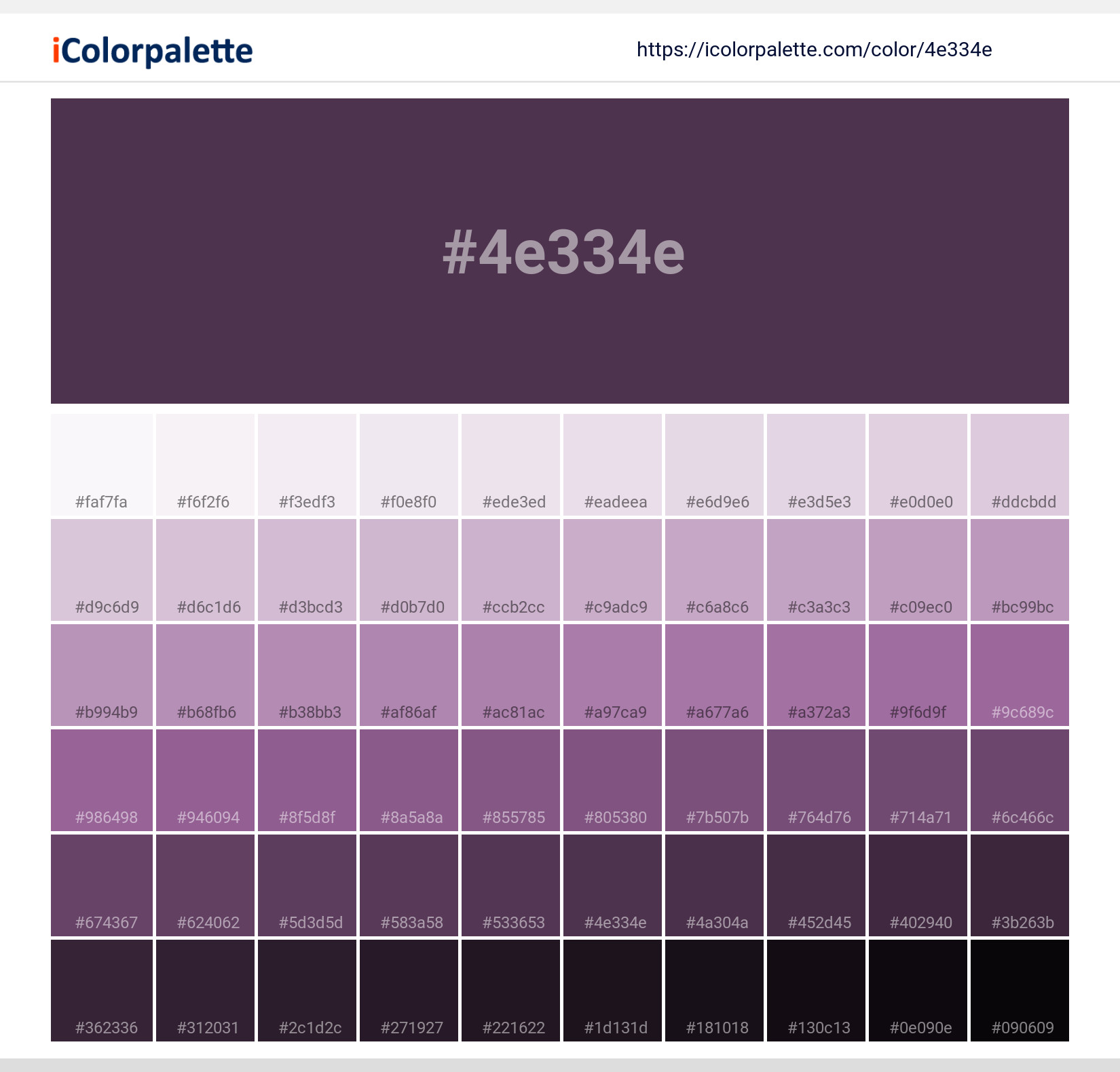 Hex Color #4e334e information | Hsl | Rgb | Pantone