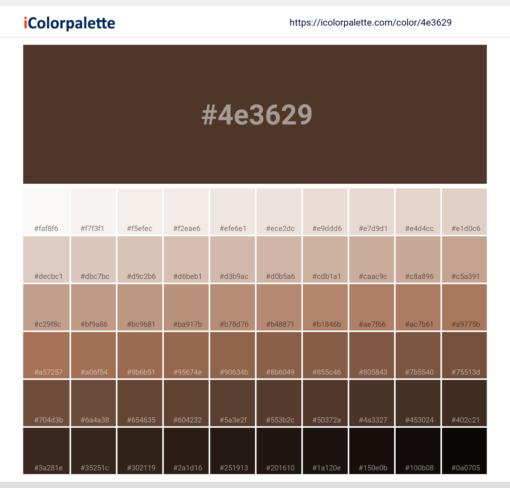 Pantone 476 C Color | Hex color Code #4e3629 information | Hsl | Rgb ...
