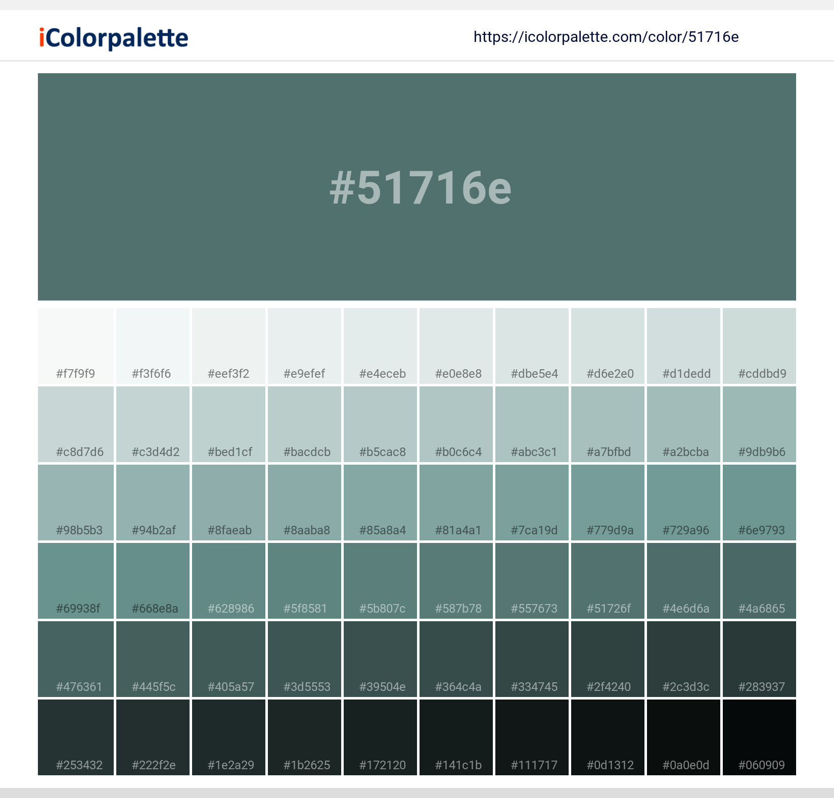 Pantone 18-5308 Tpg Blue Spruce Color | Hex color Code #51716E ...