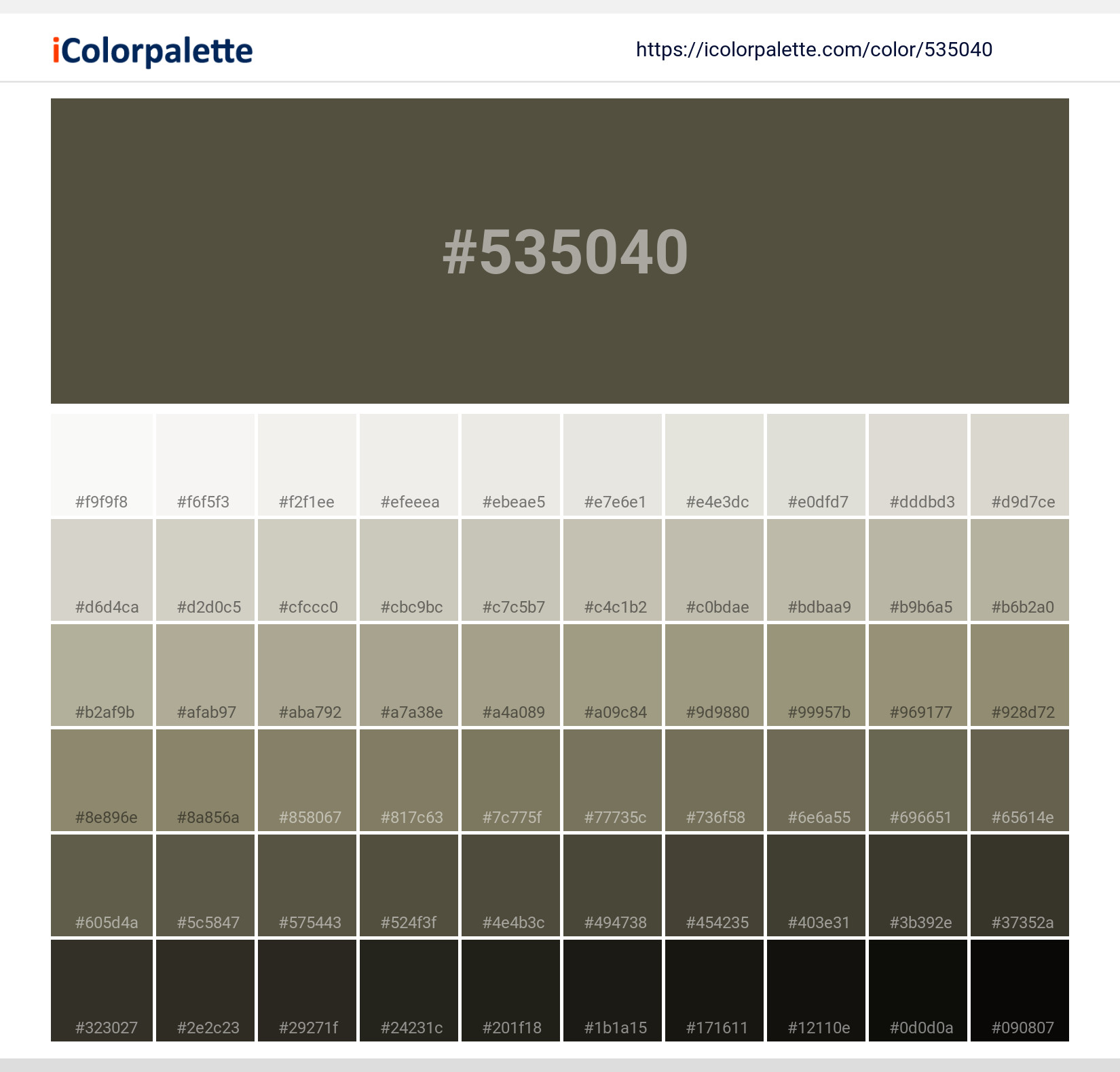 Pantone 19-0515 Tcx Olive Night Color | Hex color Code #535040 ...