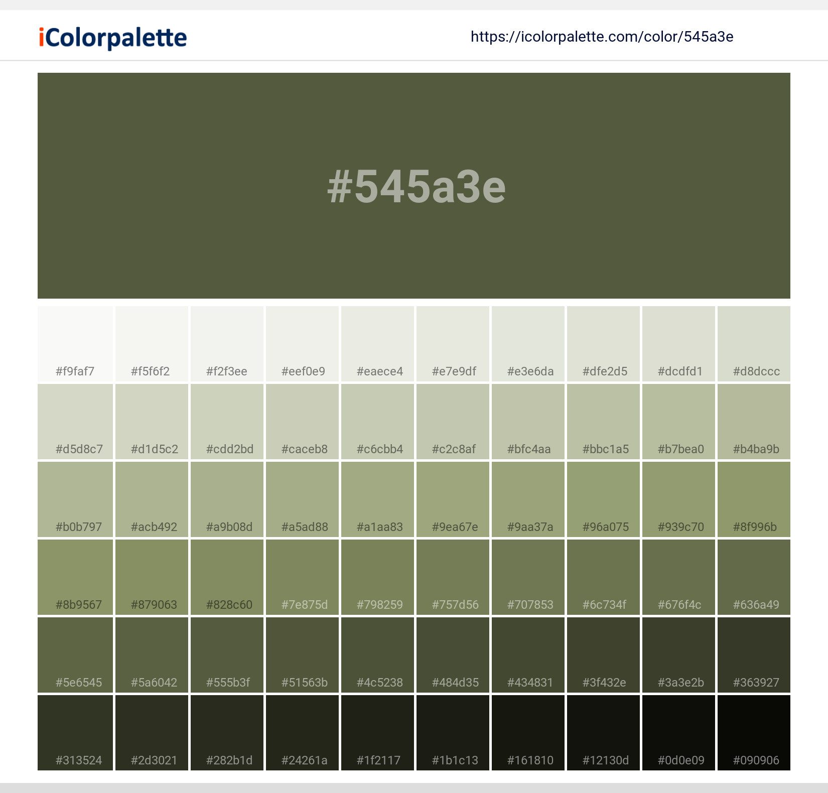 Pantone 18-0322 Tcx Cypress Color | Hex color Code #545A3E information ...