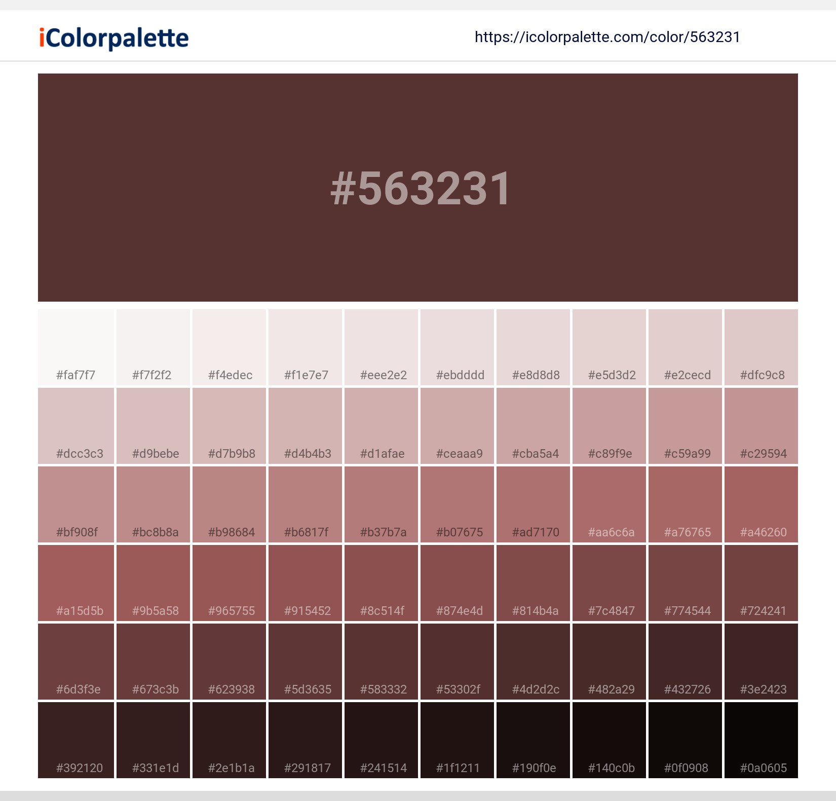 Rum Raisin ( similar ) Color | 563231 information | Hsl | Rgb | Pantone