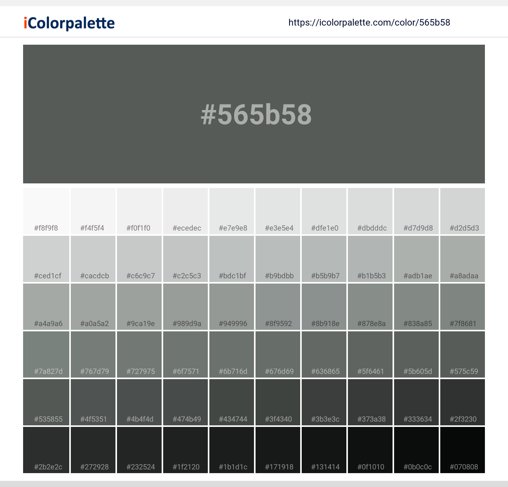 Carbon Dating Color | 565b58 | Color conversion CMYK | Hsl | Rgb ...
