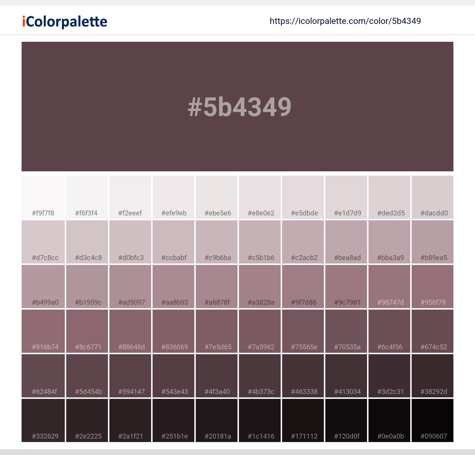 Hex Color #5b4349 | Printing Match PANTONE 19-1620 TCX | Color ...