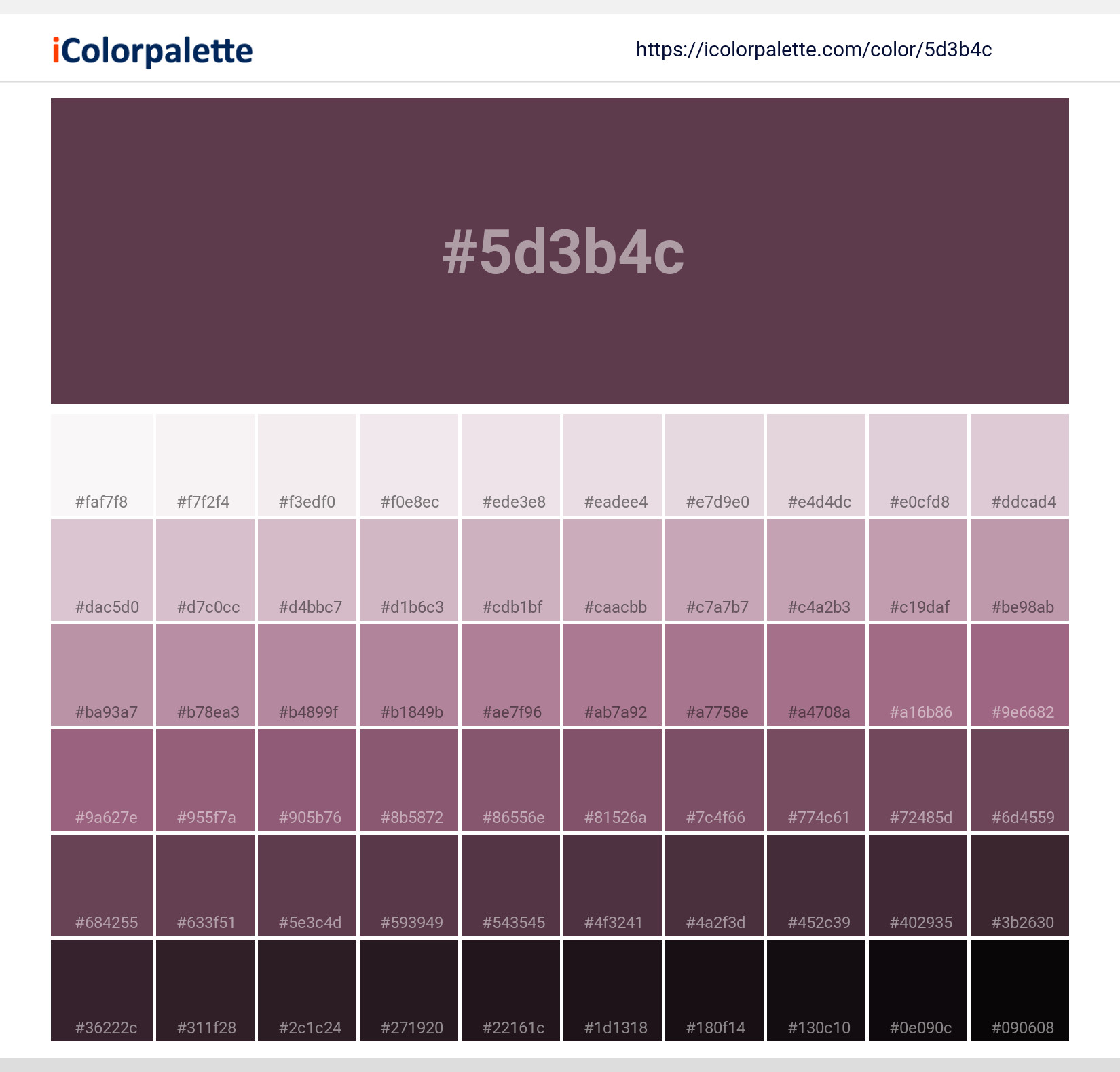 Color Mauve Color Chart