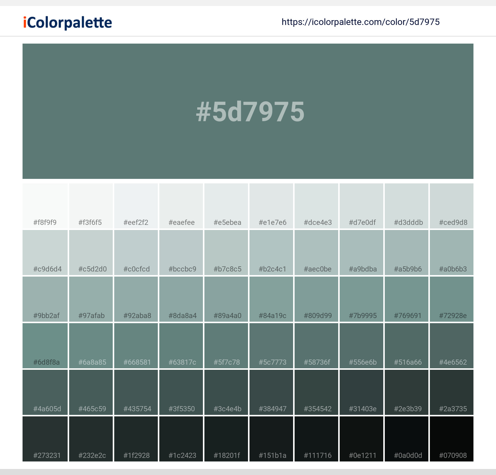 Hex Color #5d7975 | Printing Match PANTONE 5487 C | Color conversion ...