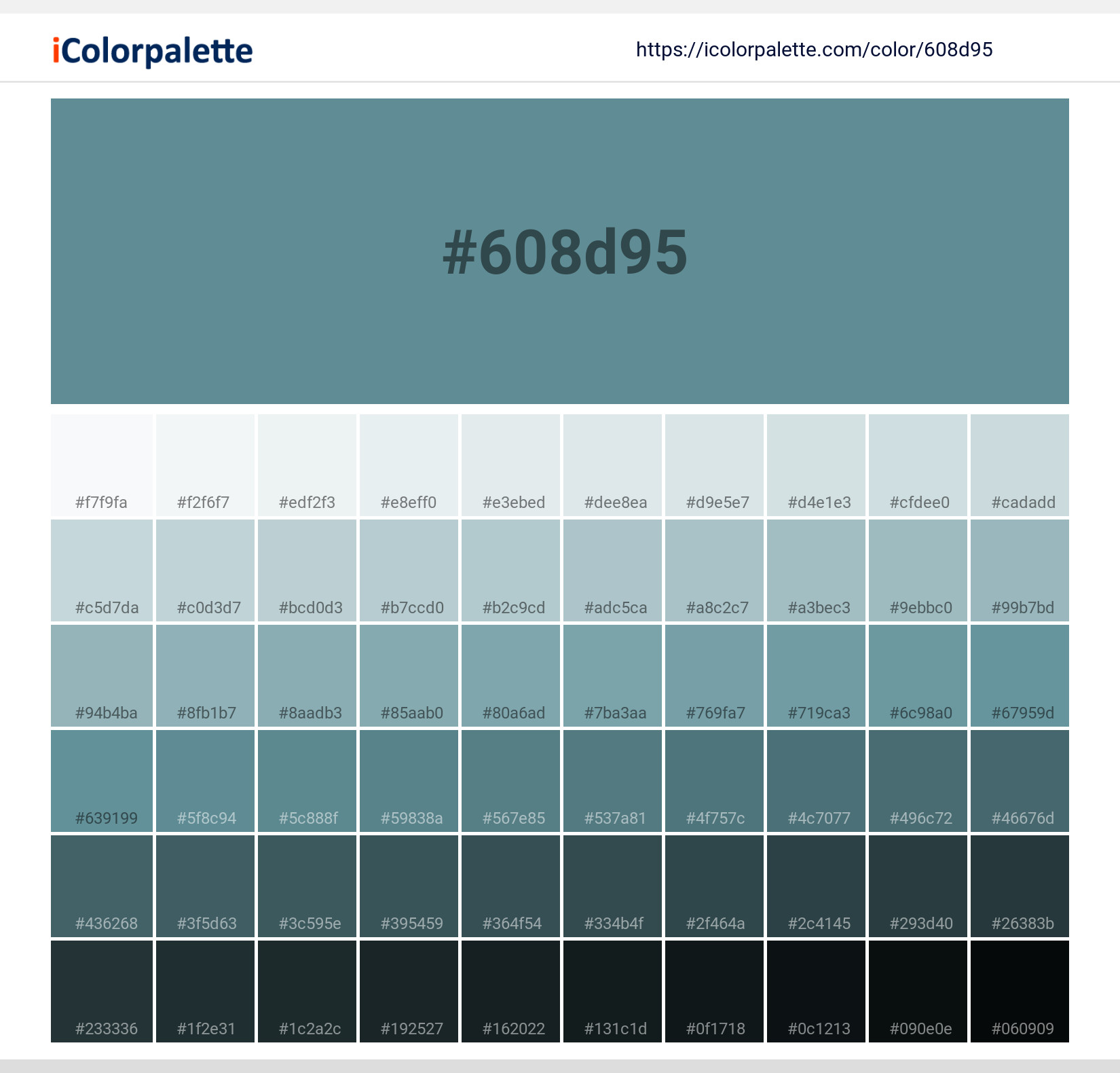 Bell Blue (similar) Color | 608d95 information | Hsl | Rgb | Pantone