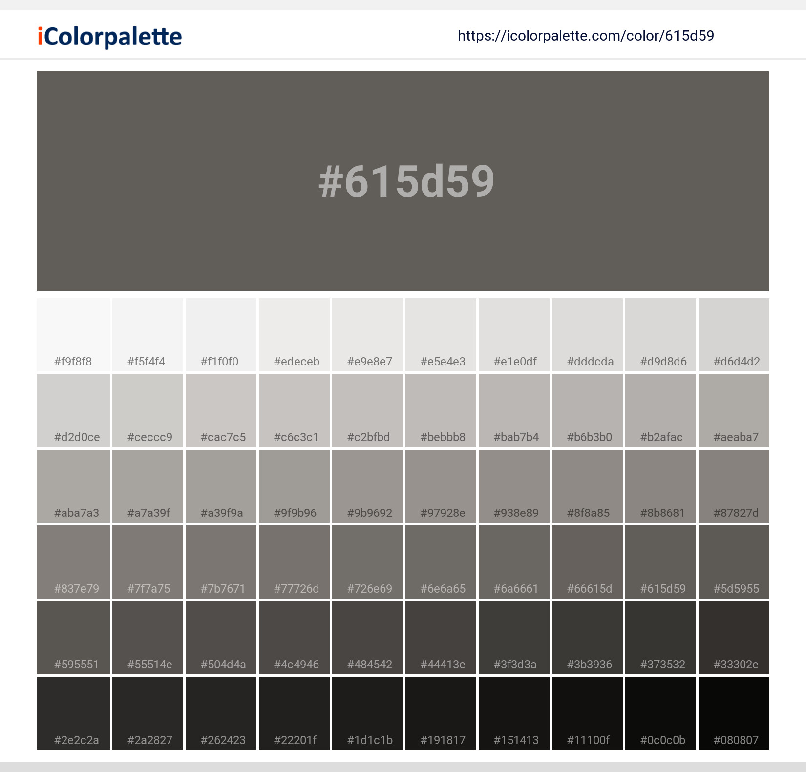 Pantone Black U Color | Hex color Code #615D59 information | Hsl | Rgb ...