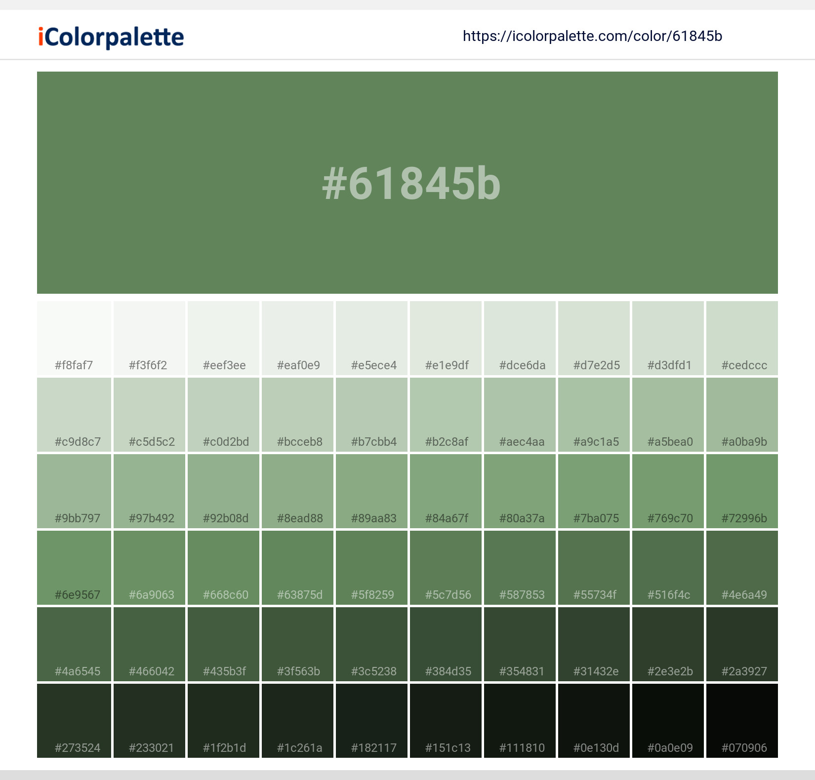 Hex Color #61845b | Printing Match PANTONE 18-0110 TCX | Color ...