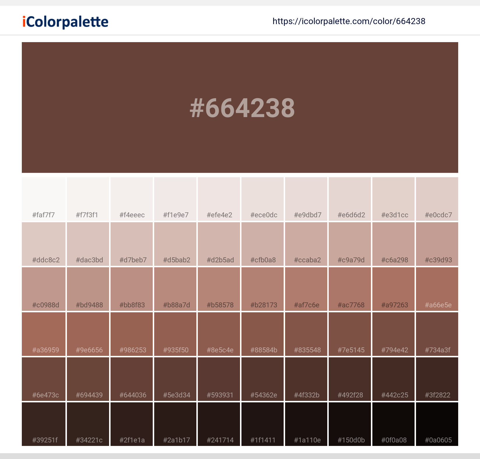Hex Color #664238 | Printing Match PANTONE 19-1235 TCX | Color ...