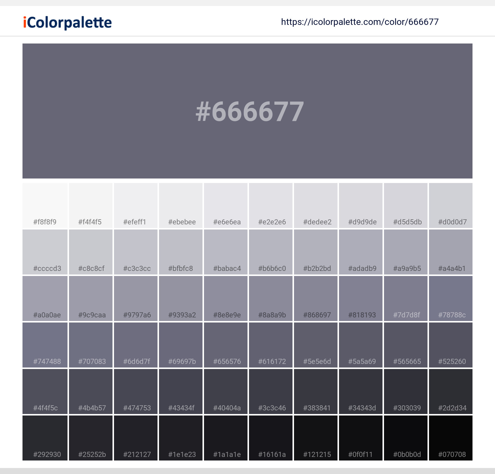 London Grey Color | 666677 information | Hsl | Rgb | Pantone