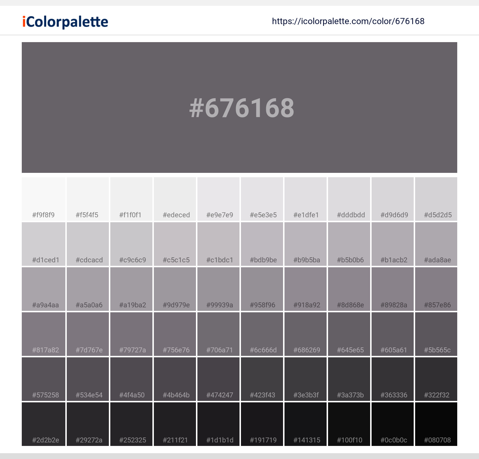 Hex Color #676168 | Printing Match PANTONE 18-3905 TCX | Color ...