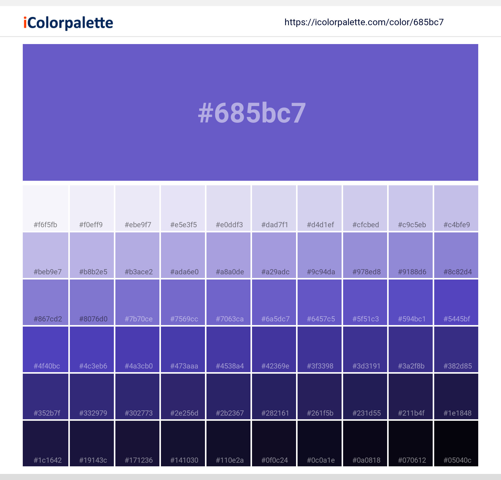 Pantone 2725 C Color | Hex color Code #685BC7 information | Hsl | Rgb ...