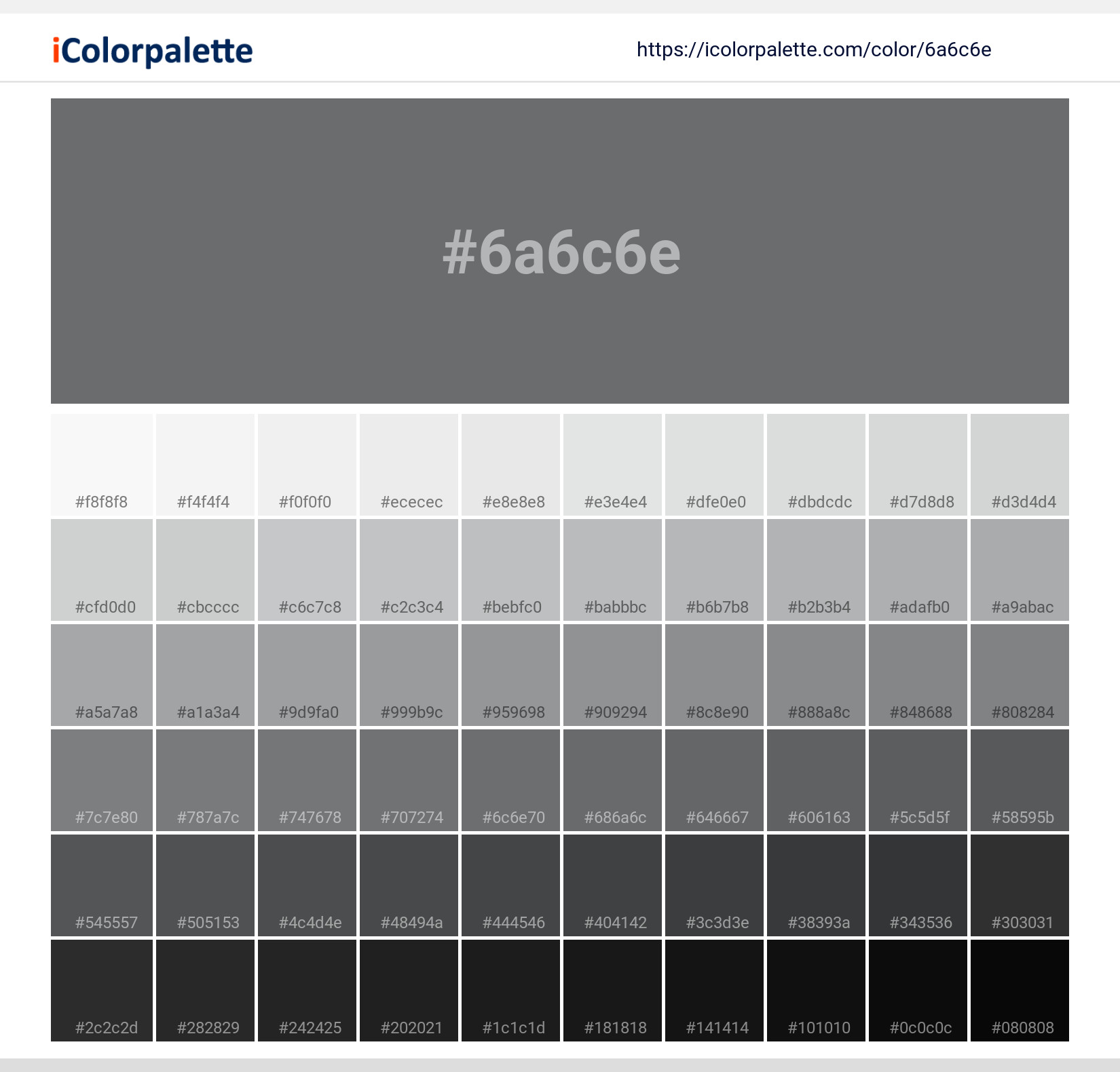Hex Color #6a6c6e | Printing Match PANTONE 18-0000 TPG | Color ...