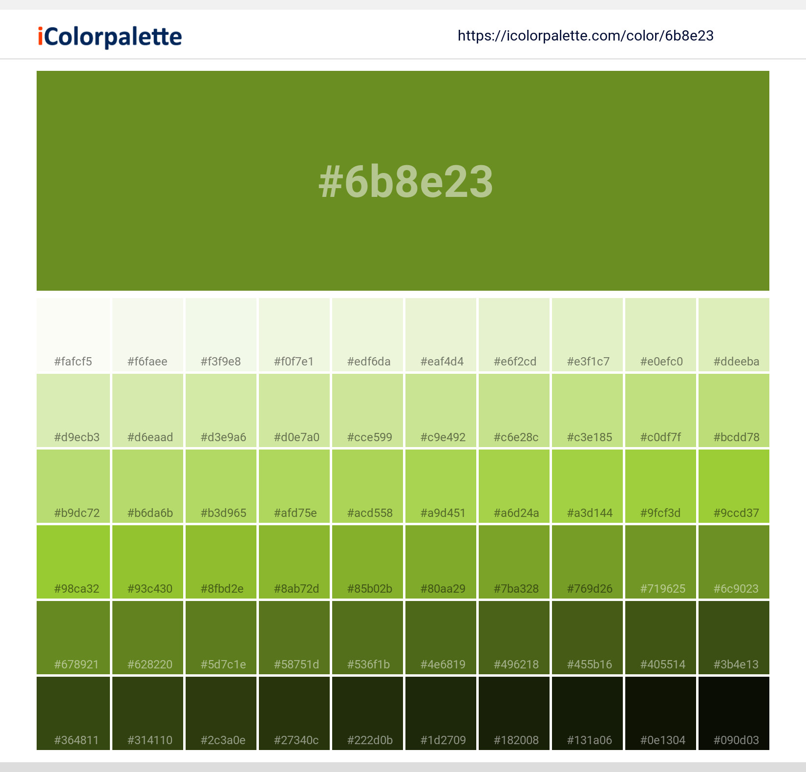 Olive Drab Color | 6b8e23 | Color conversion CMYK | Hsl | Rgb | Pantone ...