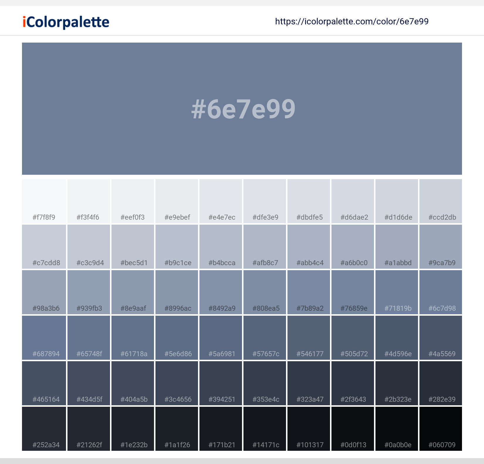 Hex Color #6e7e99 | Printing Match PANTONE 17-4015 TCX | Color ...