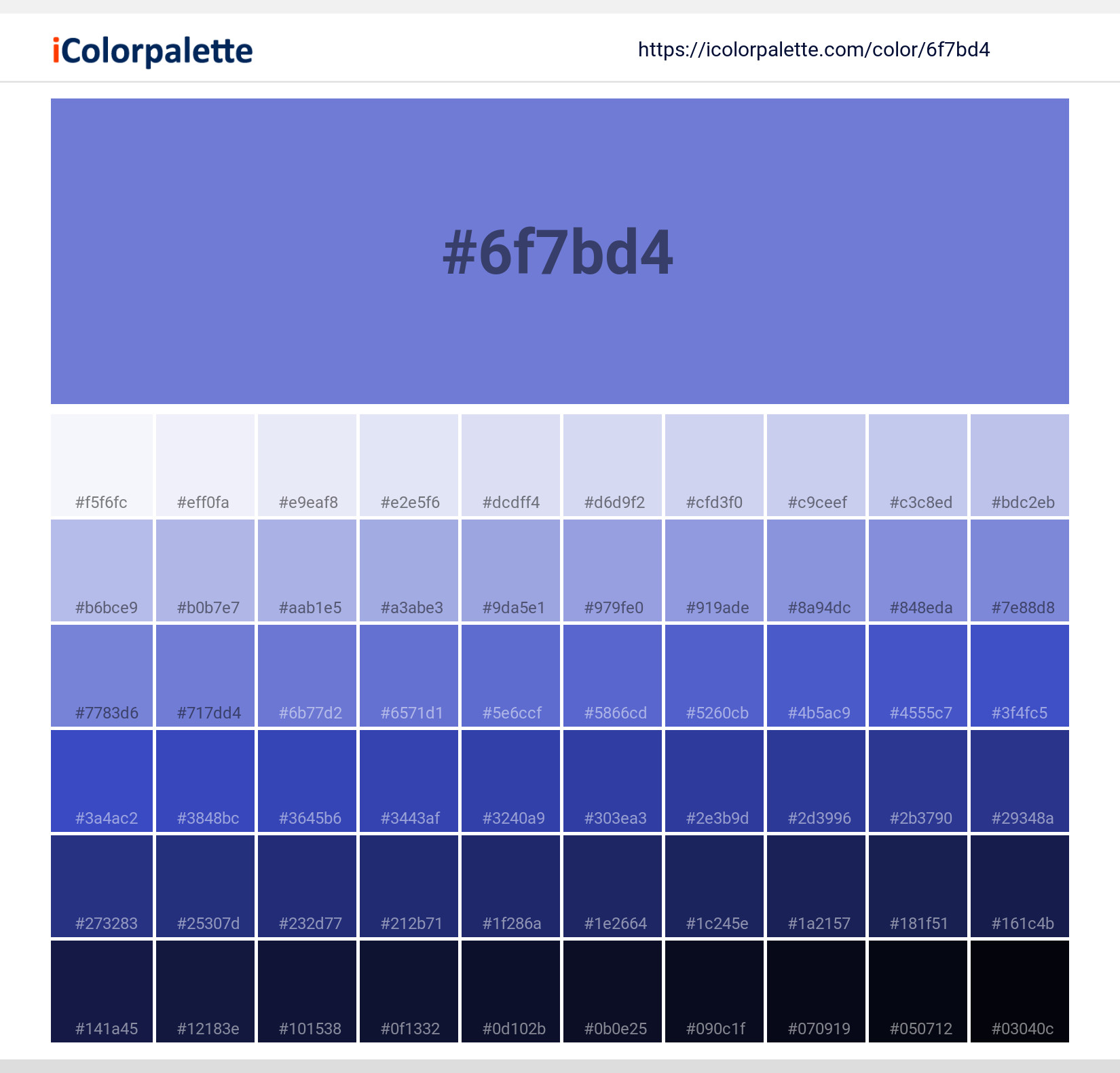 Pantone 2124 C Color | Hex color Code #6F7BD4 information | Hsl | Rgb ...