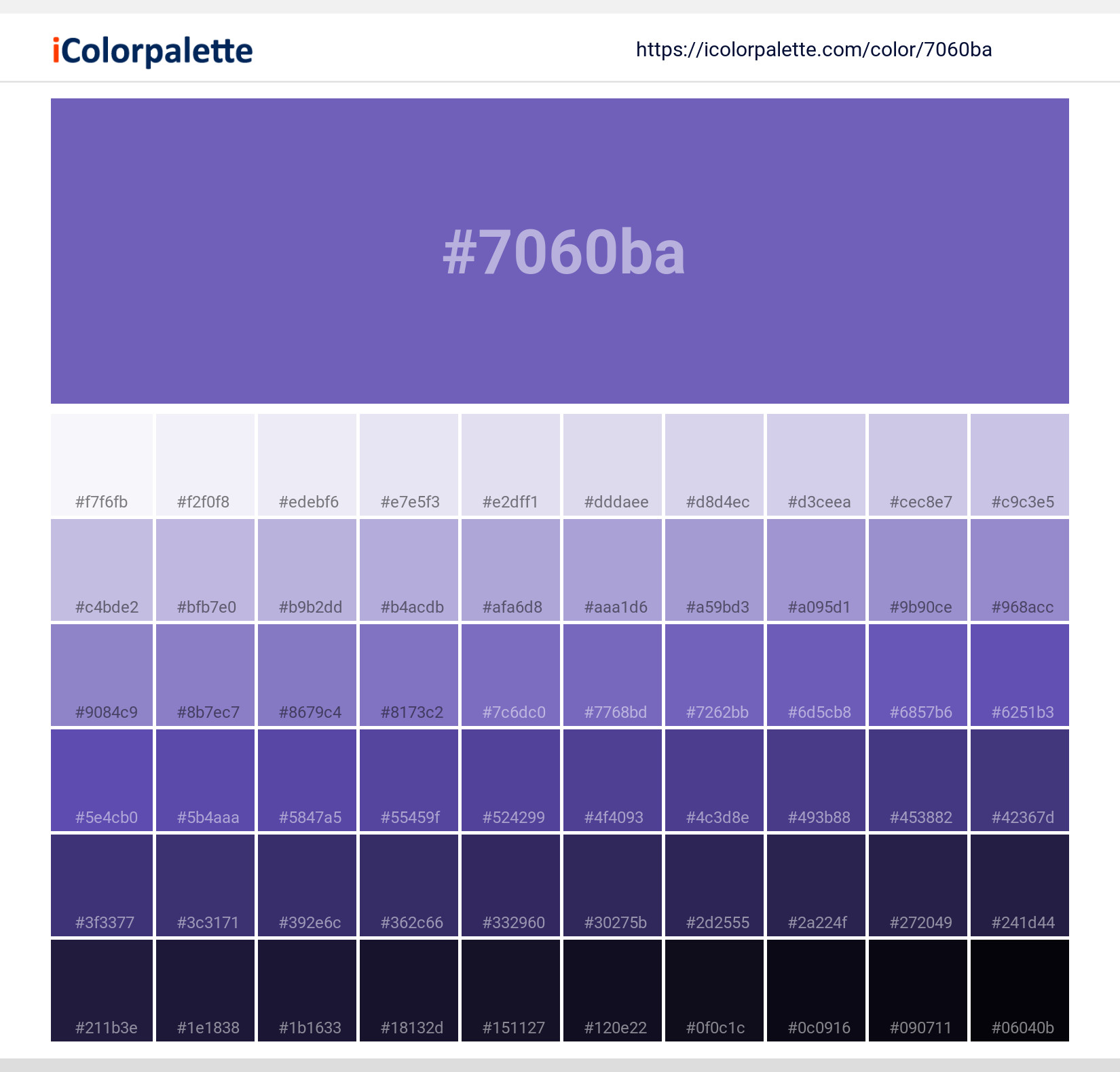 Ultra Violet (similar) Color | 7060ba information | Hsl | Rgb | Pantone