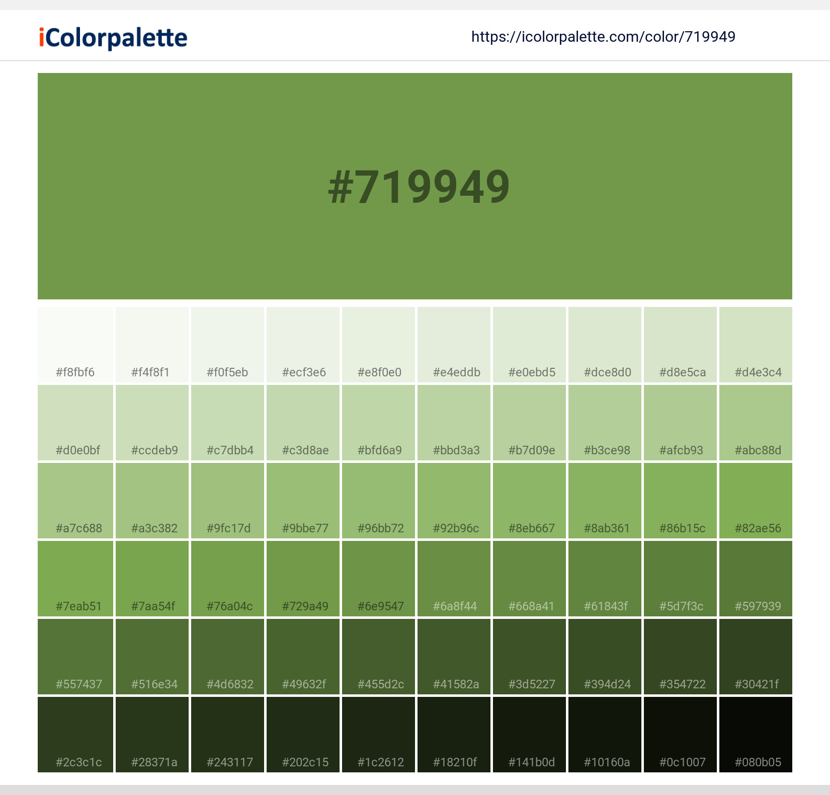 Pantone 7490 C Color | Hex color Code #719949 information | Hsl | Rgb ...