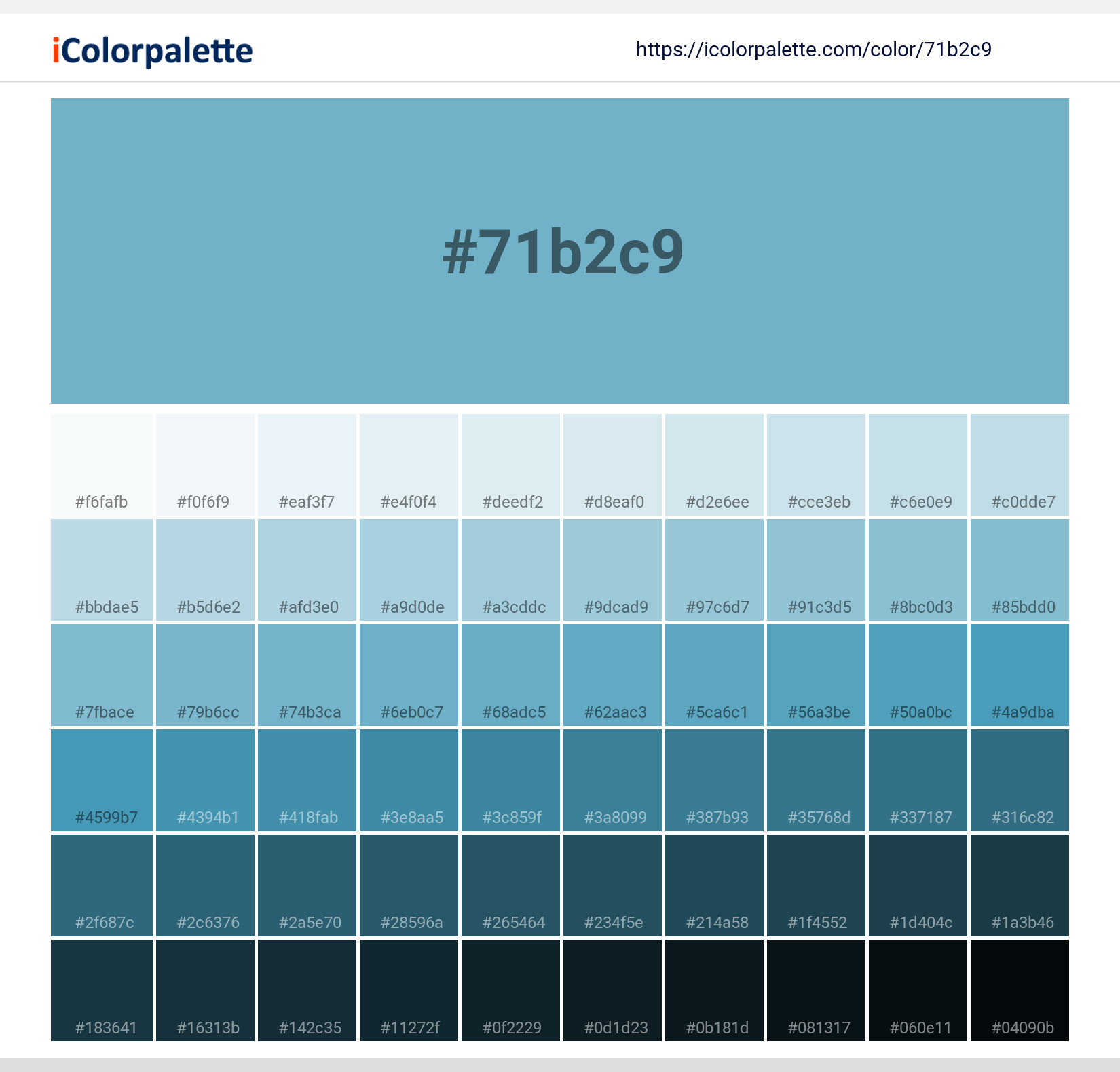 Hex Color #71b2c9 | Pantone PANTONE 7458 C | Hsl | Rgb