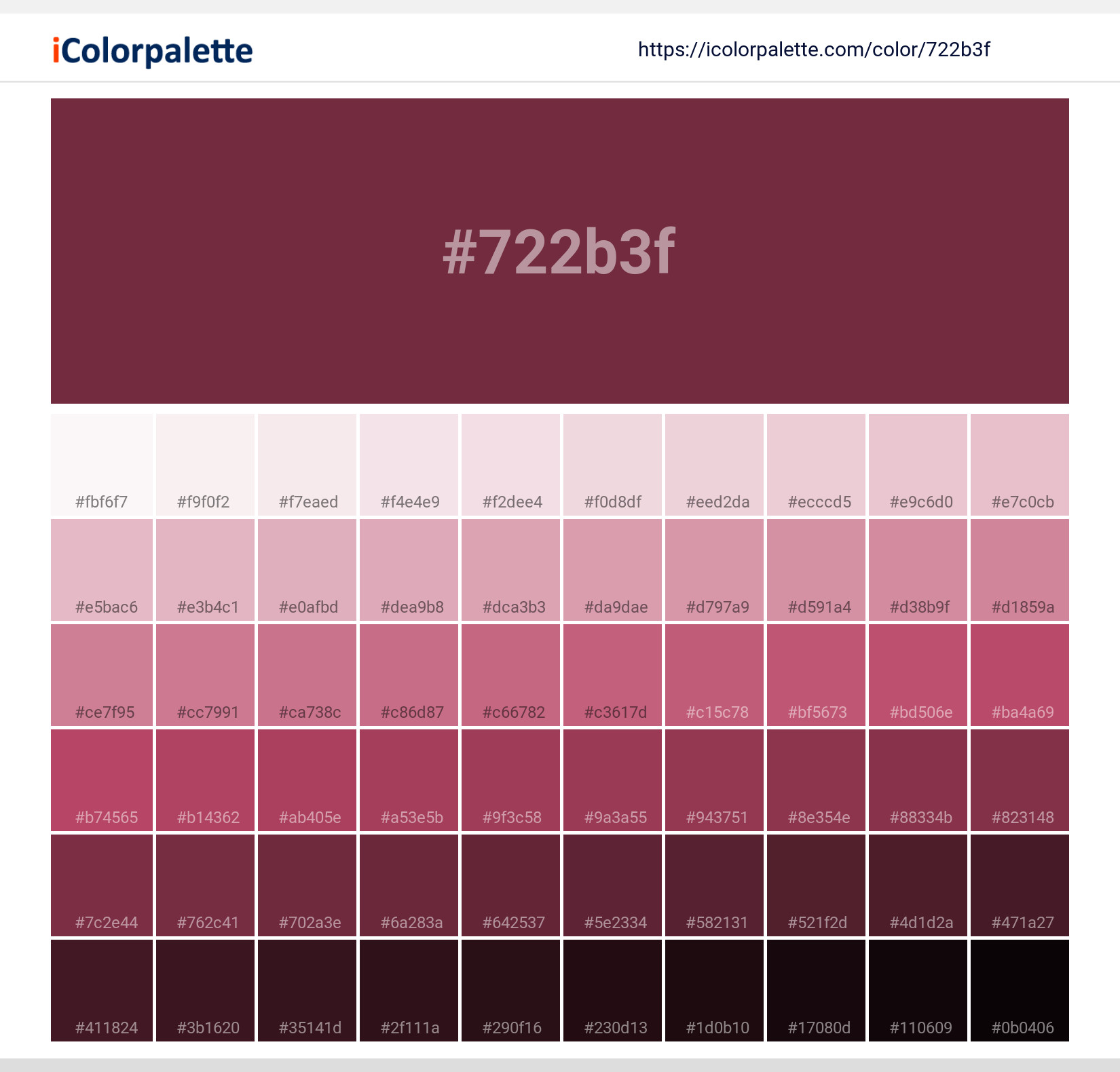 Hex Color #722b3f information | Hsl | Rgb | Pantone