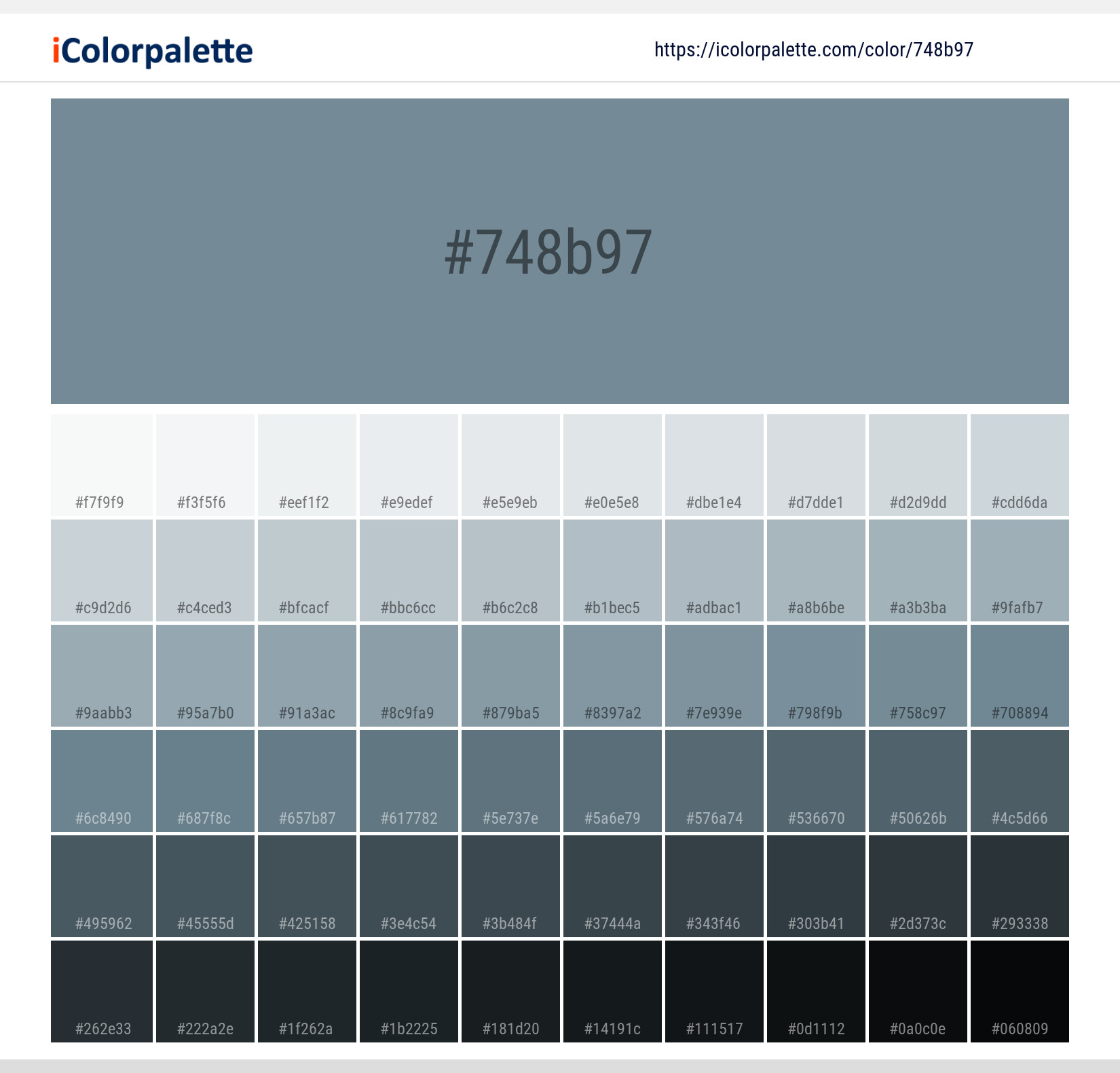 Bluish Grey Color 748b97 Information Hsl Rgb Pantone