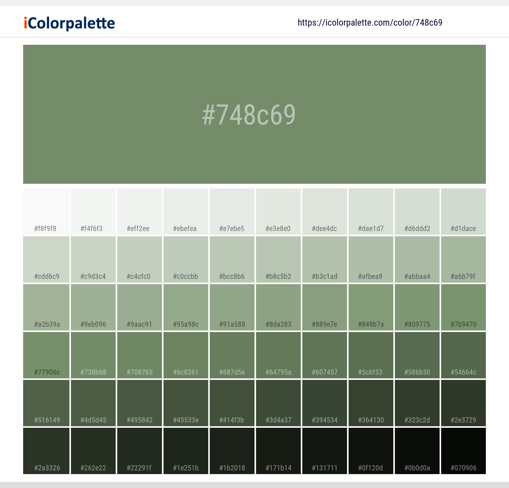 Pantone 17-0220 Tcx Watercress Color | Hex color Code #748c69 ...