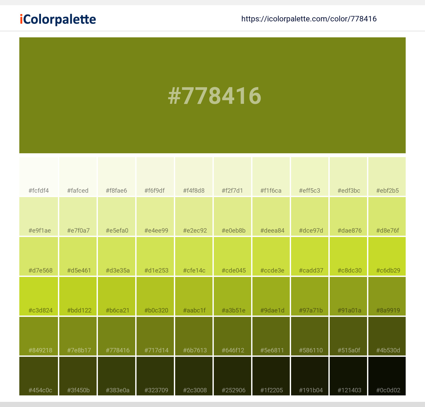 Elwynn Forest Olive (similar) Color | 778416 information | Hsl | Rgb ...