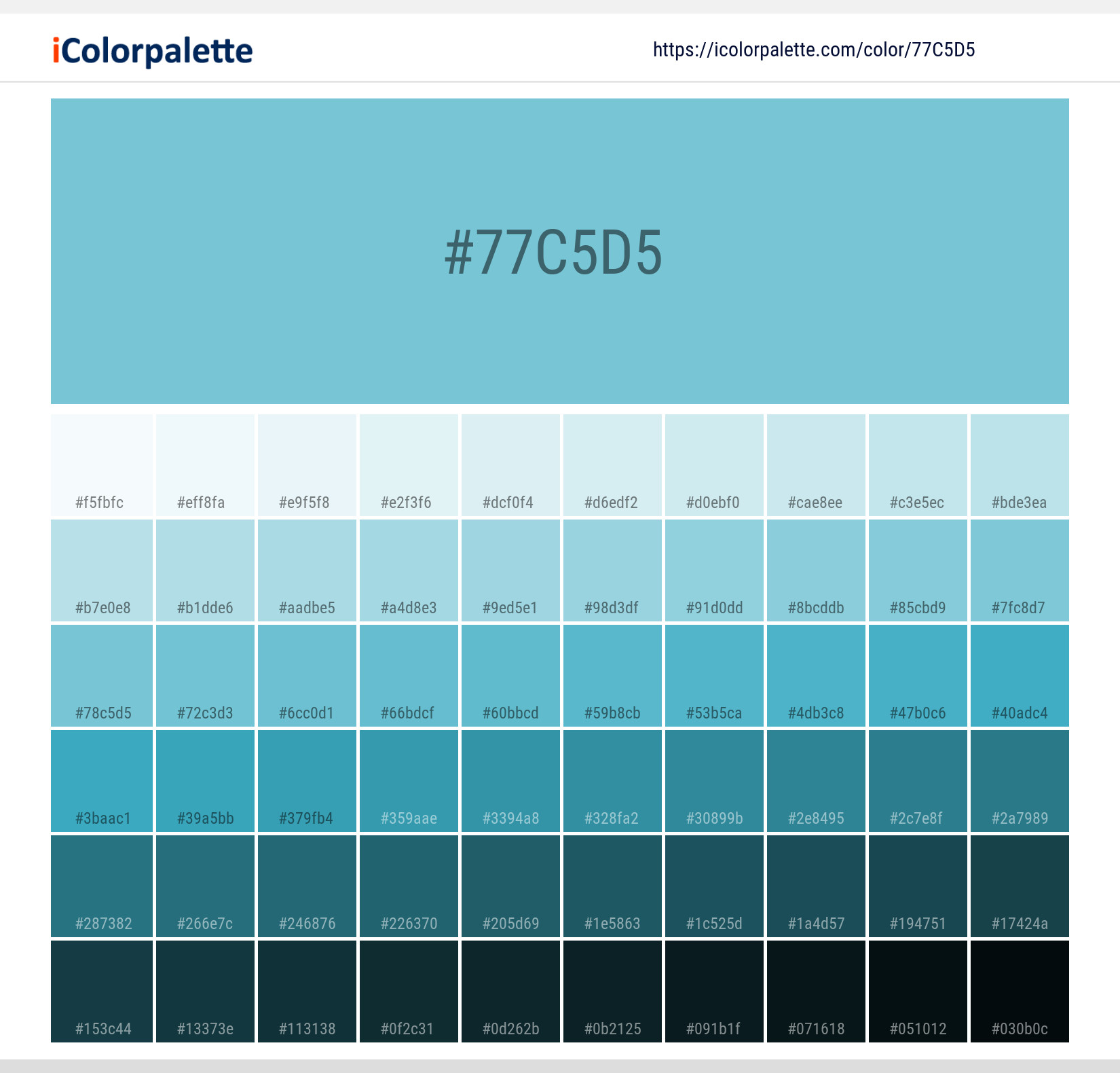 Pantone 630 C Color | Hex color Code #77c5d5 information | Hsl | Rgb ...