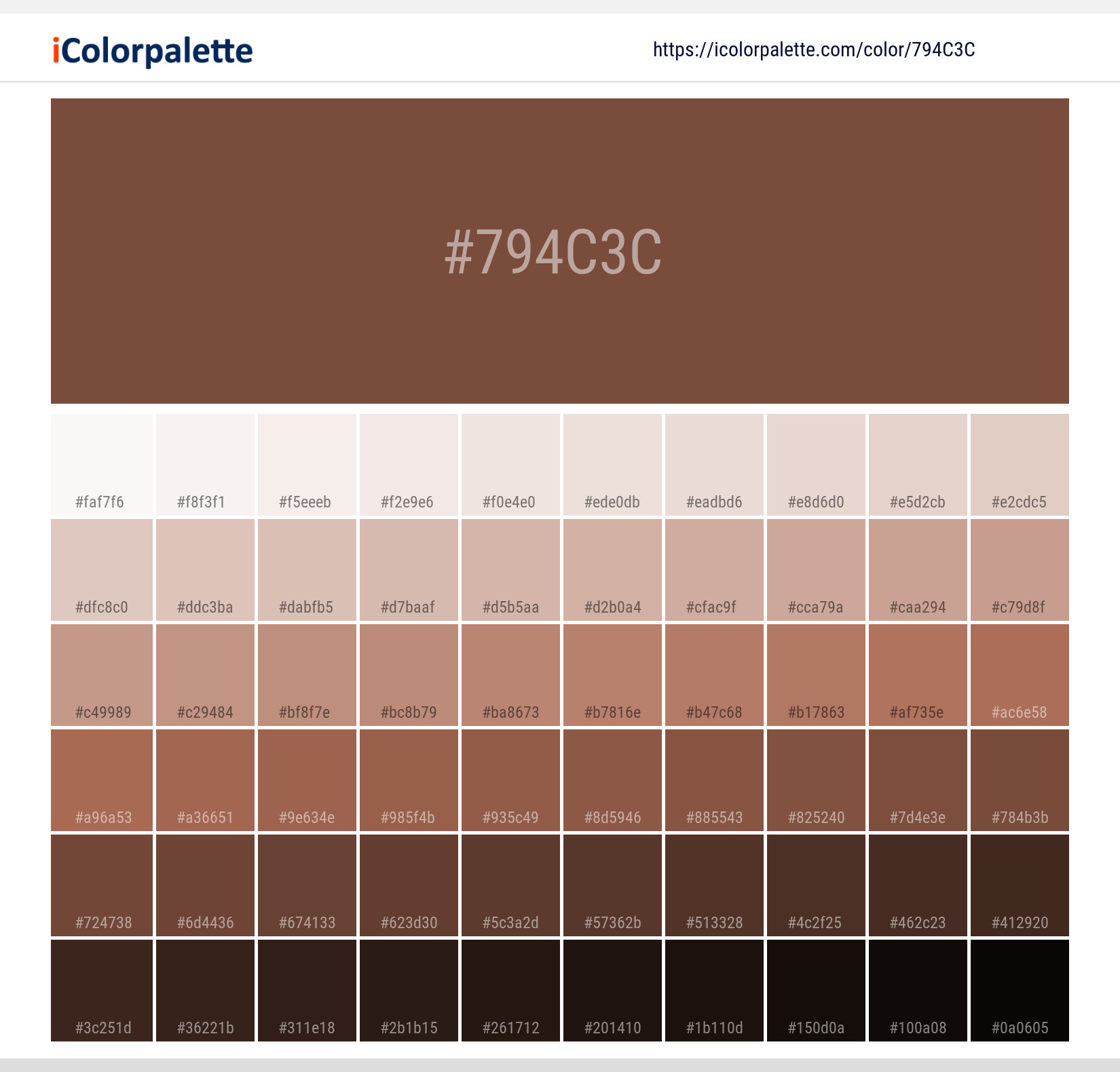 Pantone 8560 C Color | Hex color Code #794C3C information | Hsl | Rgb ... Pantone 8560 C Color | Hex color Code #794C3C information | Hsl | Rgb ...