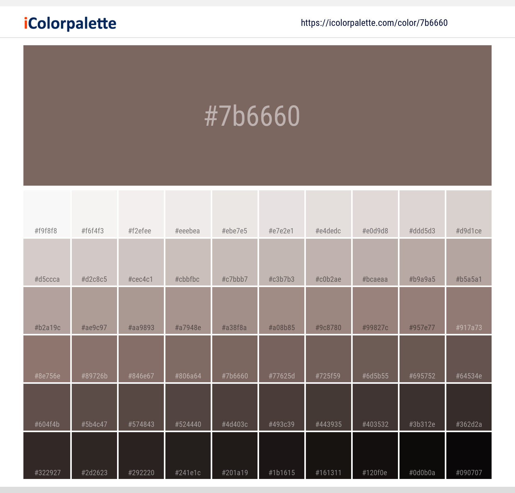 Pantone 18-1312 Tcx Deep Taupe Color | Hex color Code #7B6660 ...