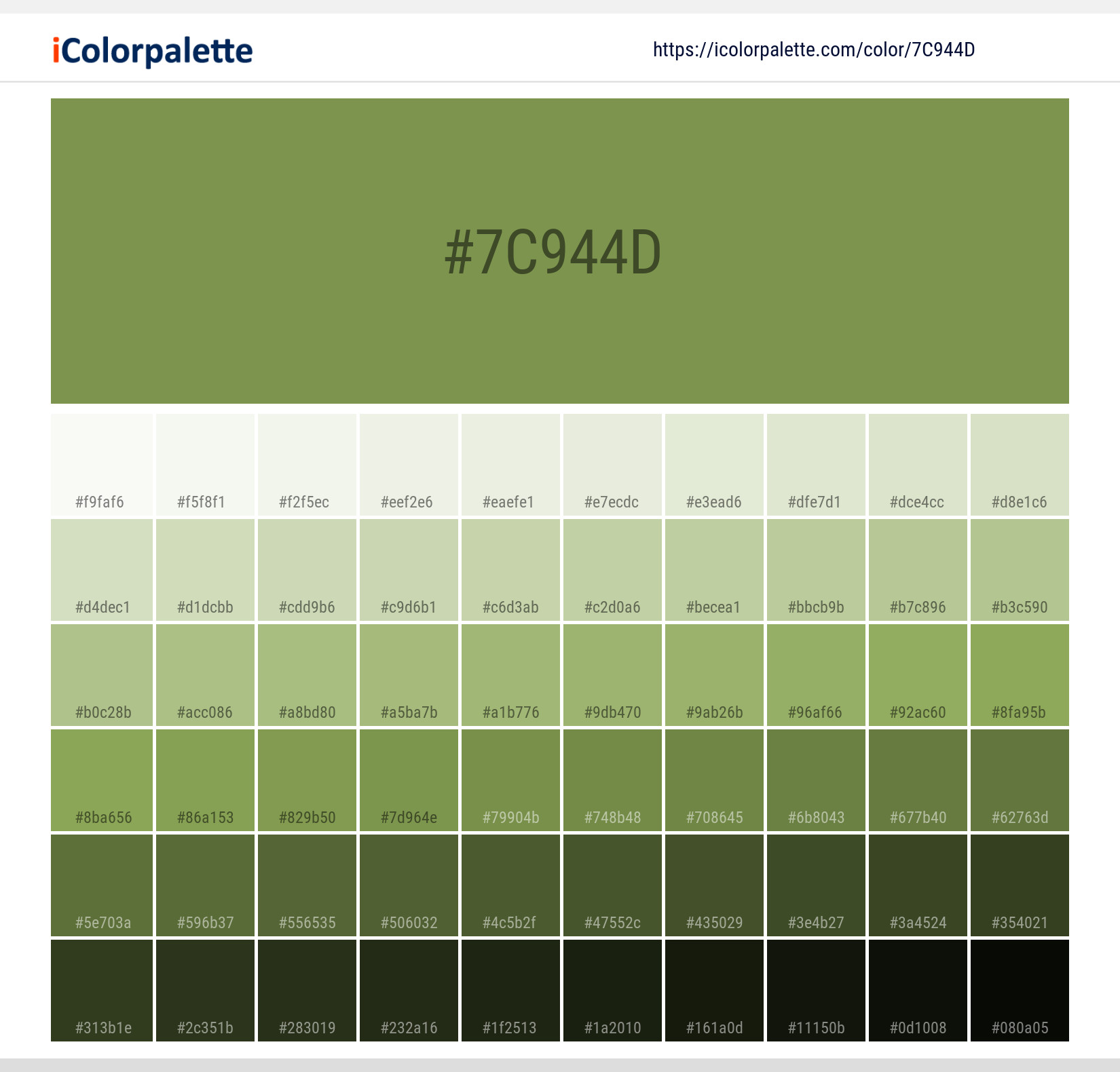 Pantone P 158-7 U Color | Hex color Code #7C944D information | Hsl ... Pantone P 158-7 U Color | Hex color Code #7C944D information | Hsl ...