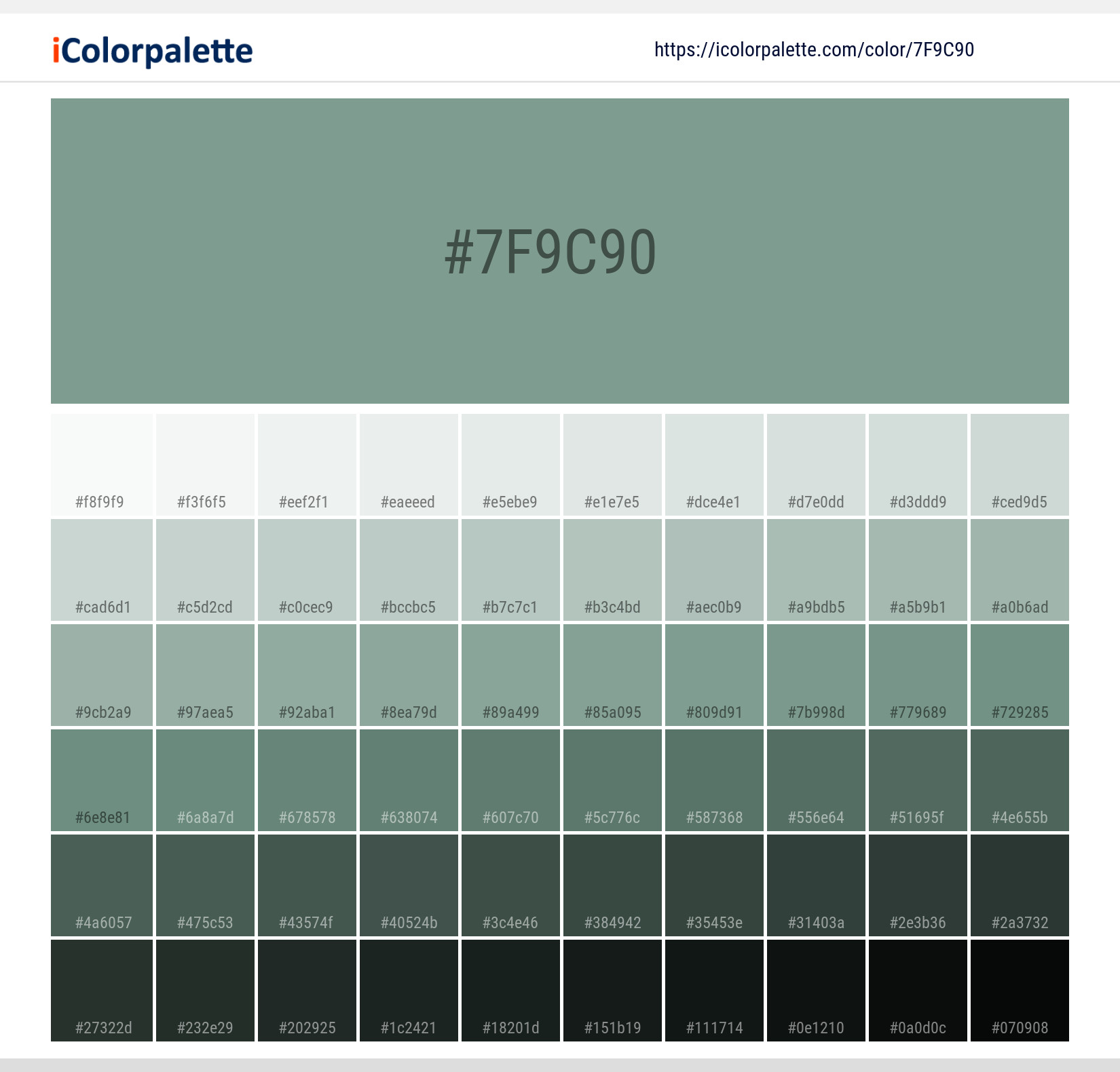 Hex Color #7f9c90 | Printing Match PANTONE 5565 C | Color conversion ...