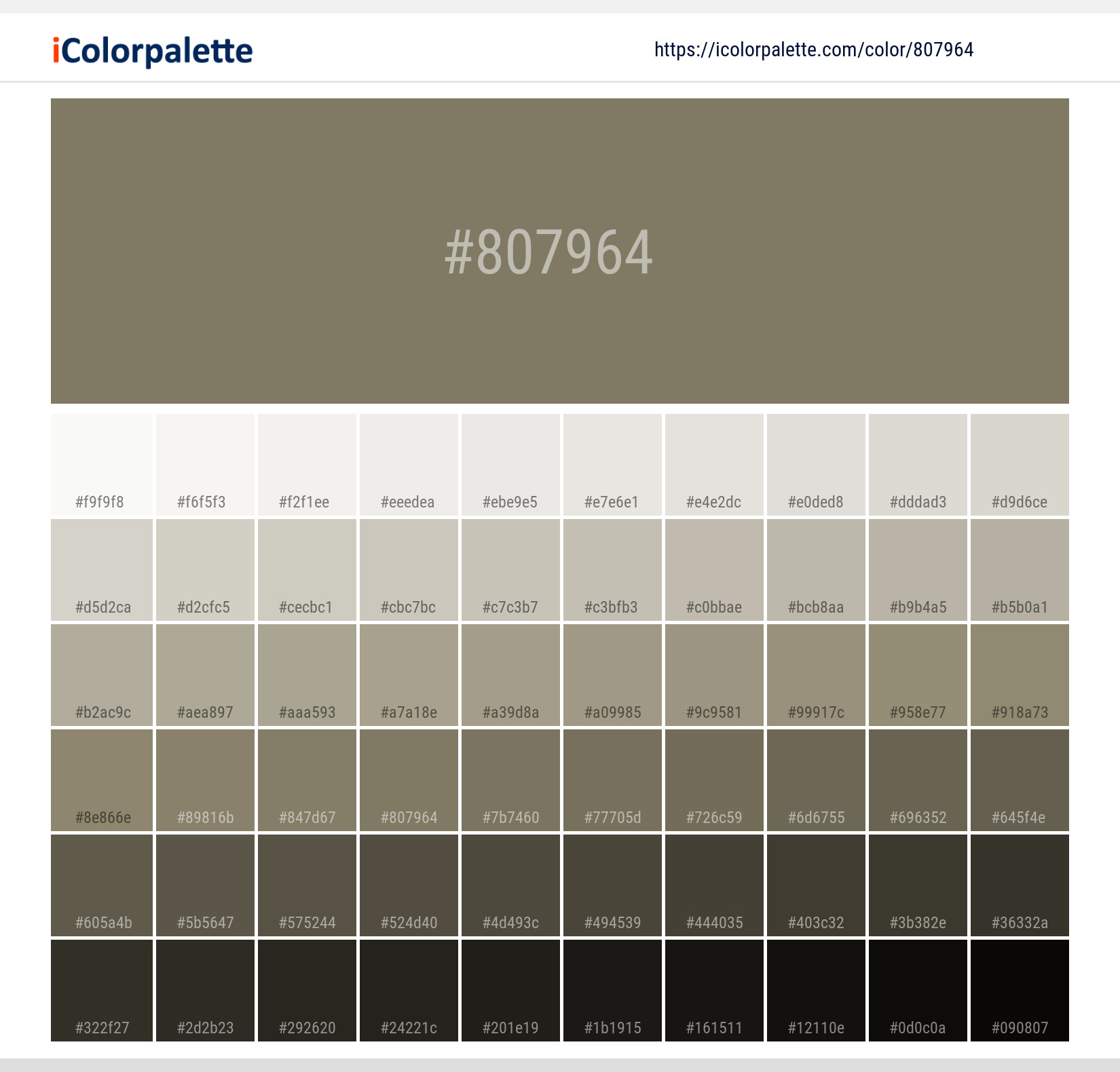 Pantone 7561 U Color | Hex color Code #807964 information | Hsl | Rgb ...