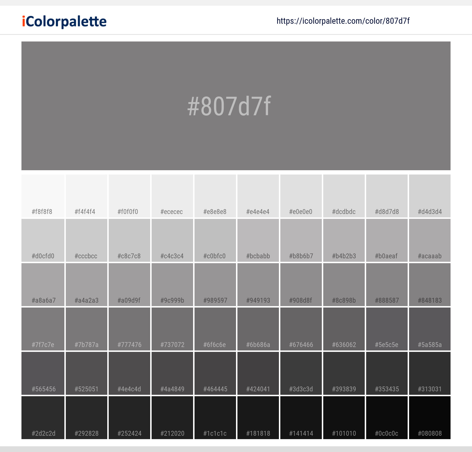 Pantone 17 4014 Tcx Titanium Color Hex Color Code 807D7F Information 