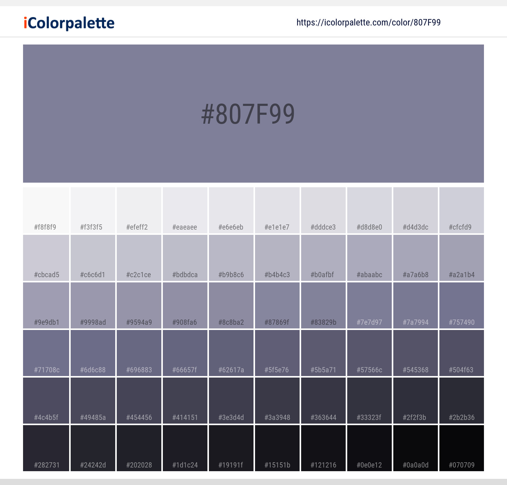 Hex Color #807f99 | Printing Match PANTONE 8161 C | Color conversion ...