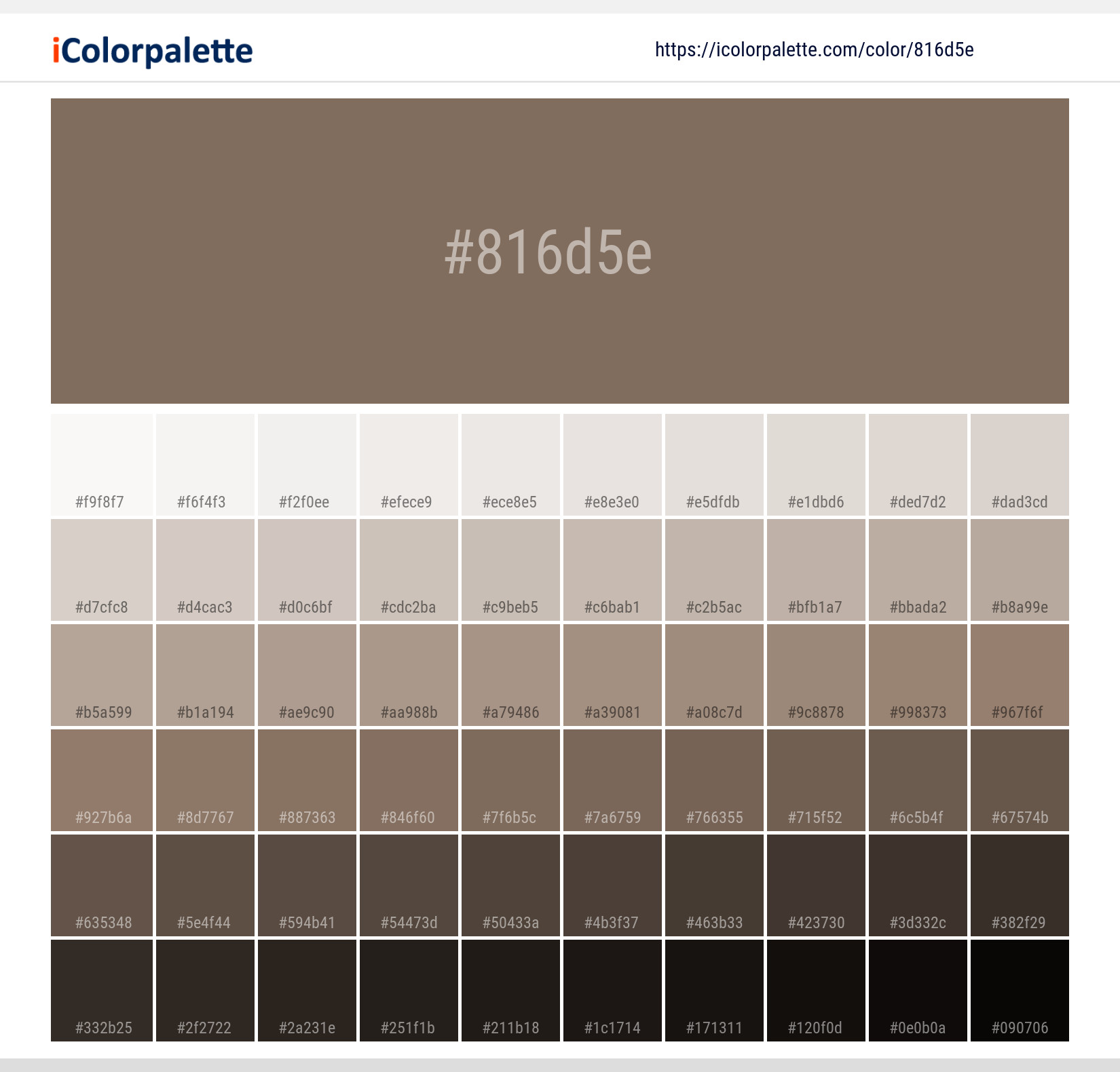 Hex Color #816d5e | Printing Match PANTONE 18-1017 TCX | Color ...