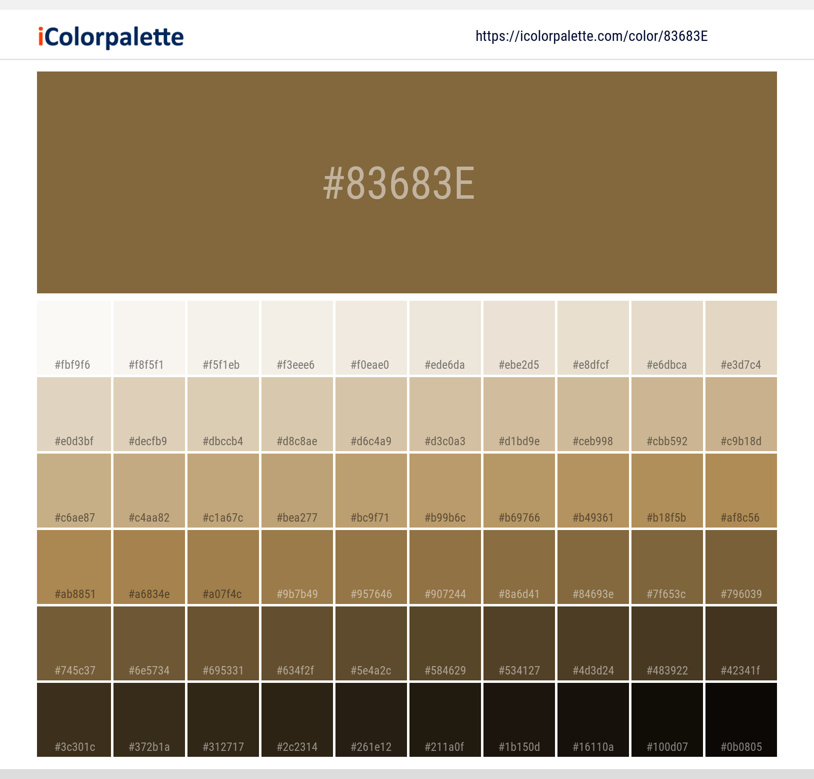 Pantone 18-0840 Tpg Tapenade Color | Hex color Code #83683e information ...