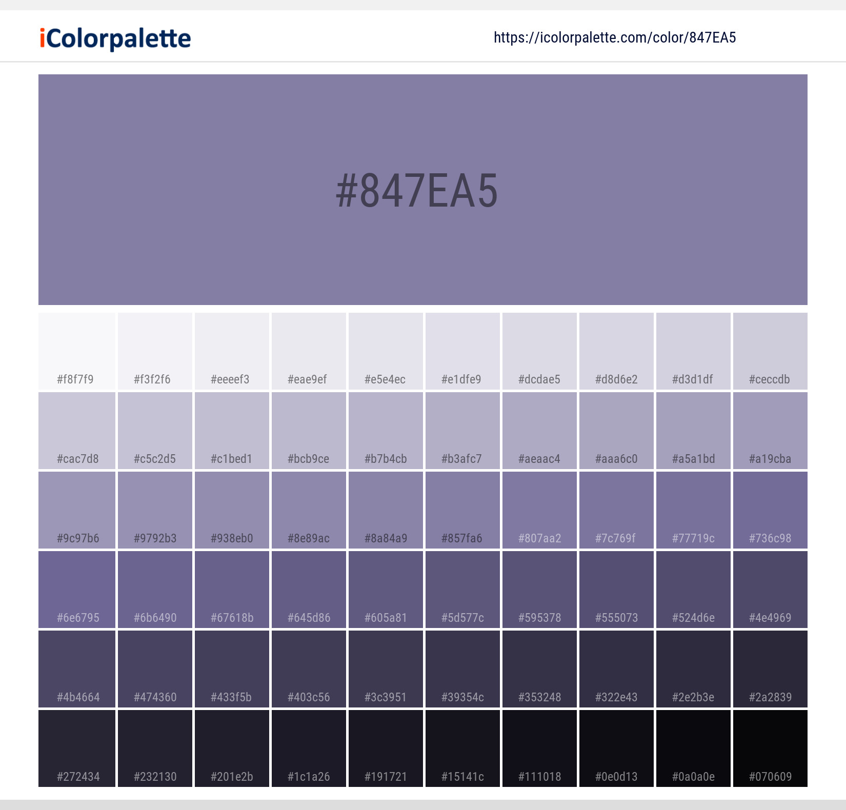 Pantone 10228 C Color | Hex color Code #847EA5 information | Hsl | Rgb ...