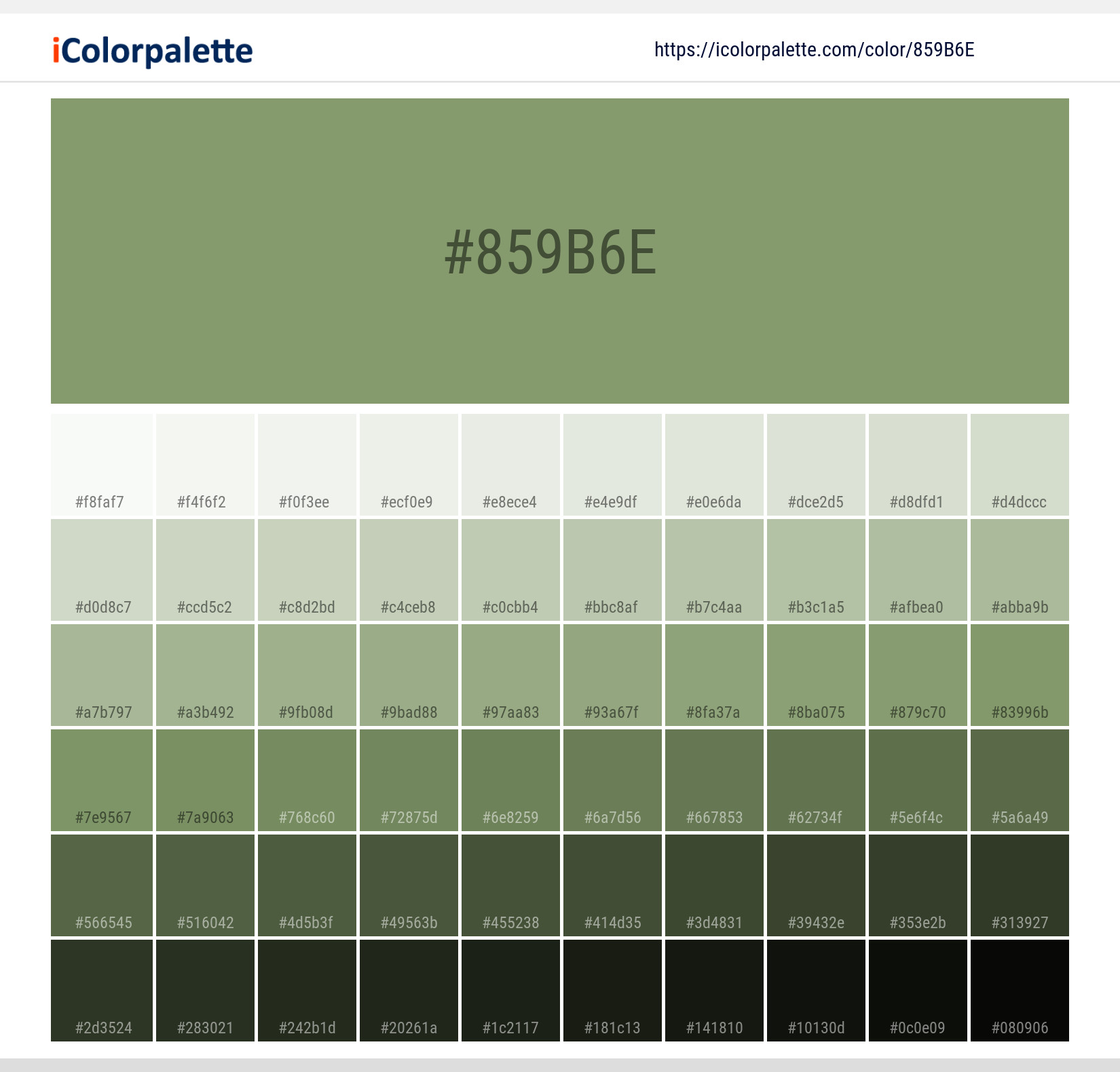 Hex Color #859b6e | Printing Match PANTONE P 156-12 C | Color ...